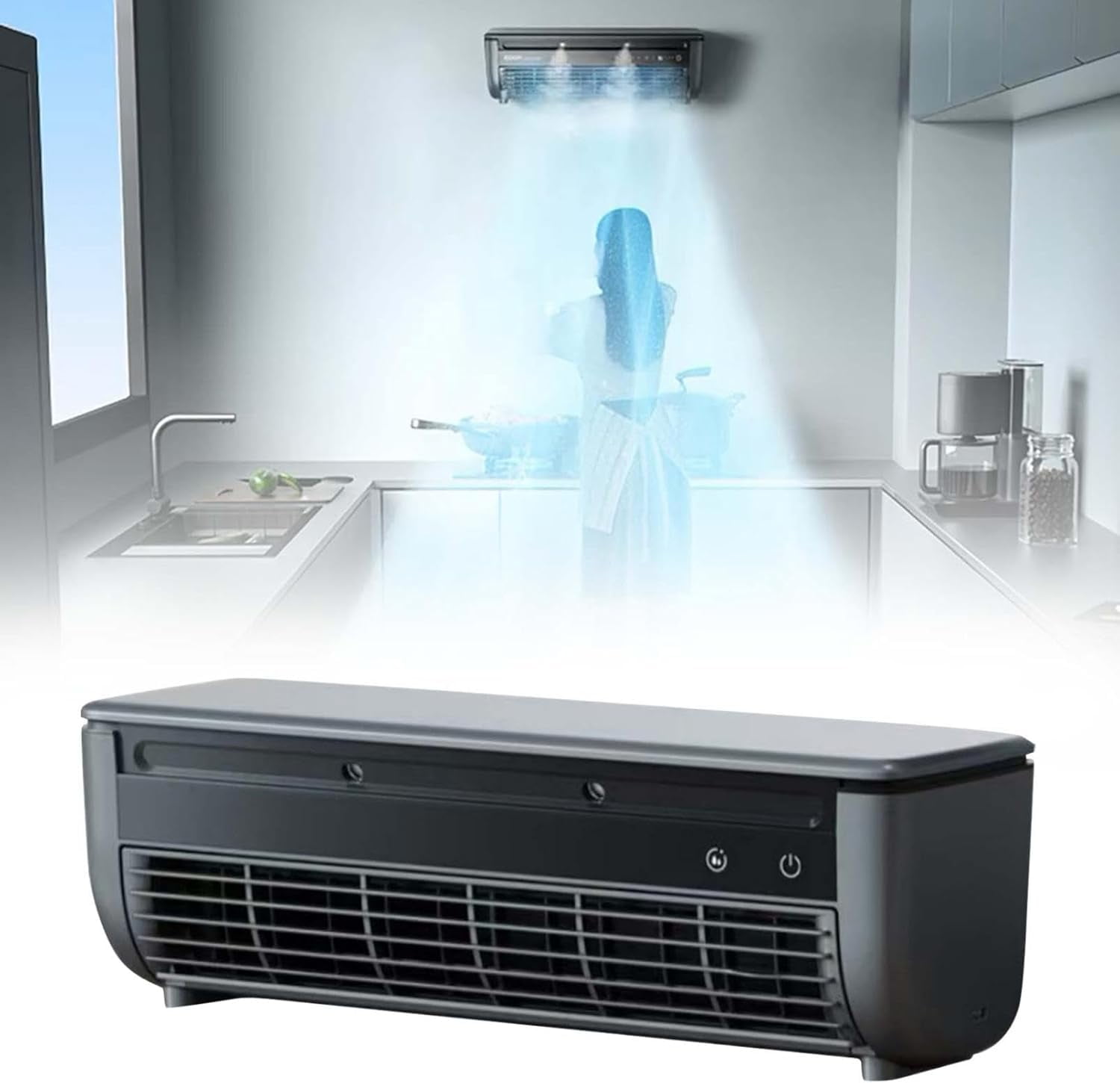 No Drilling Kitchen Wall Air Conditioner Fan, 2025 New Wireless ...