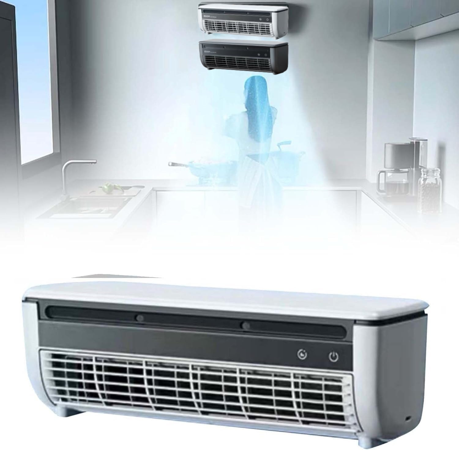 No Drilling Kitchen Wall Air Conditioner Fan, 2025 New Wireless ...