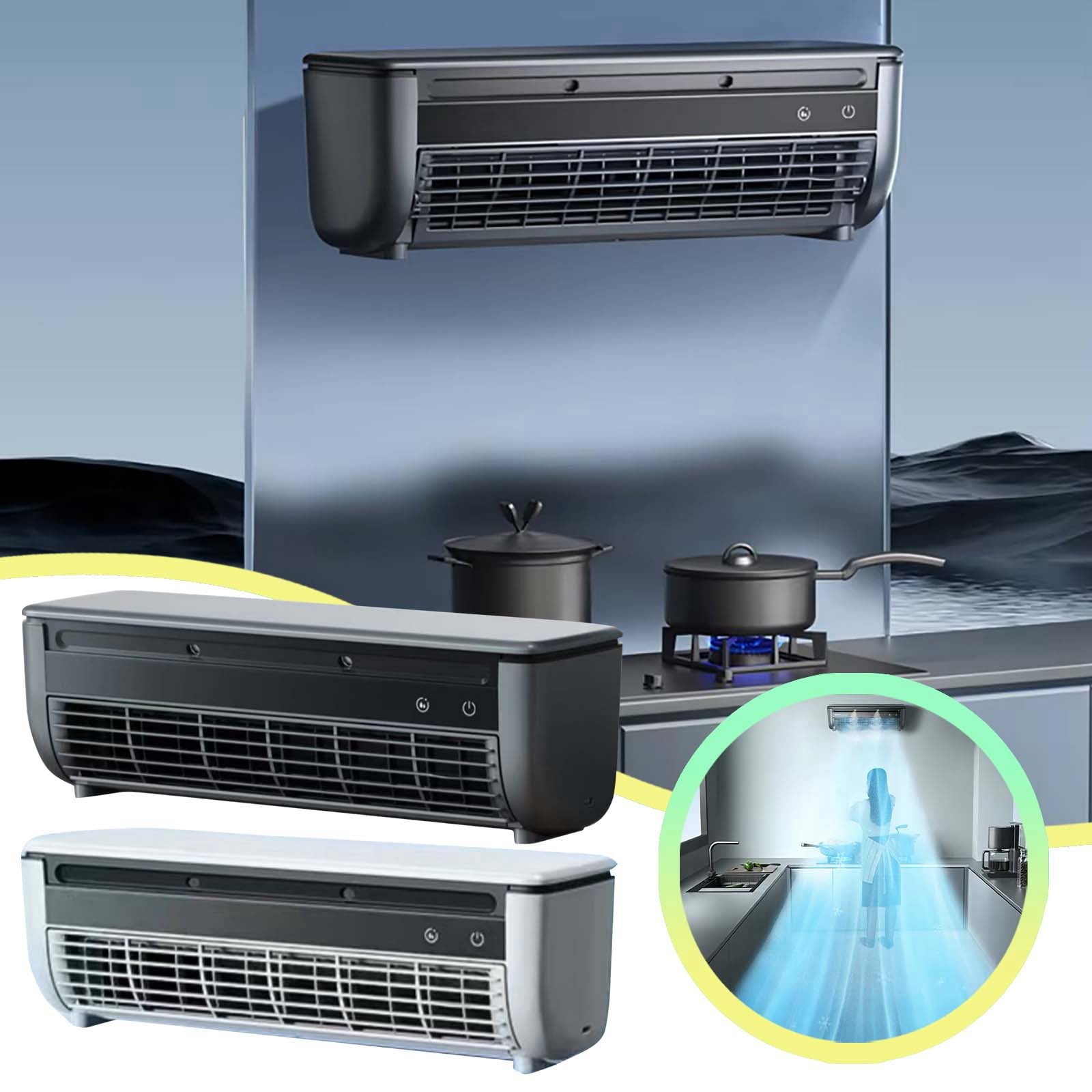 No Drilling Kitchen Wall Air Conditioner Fan, 2025 New Wireless ...