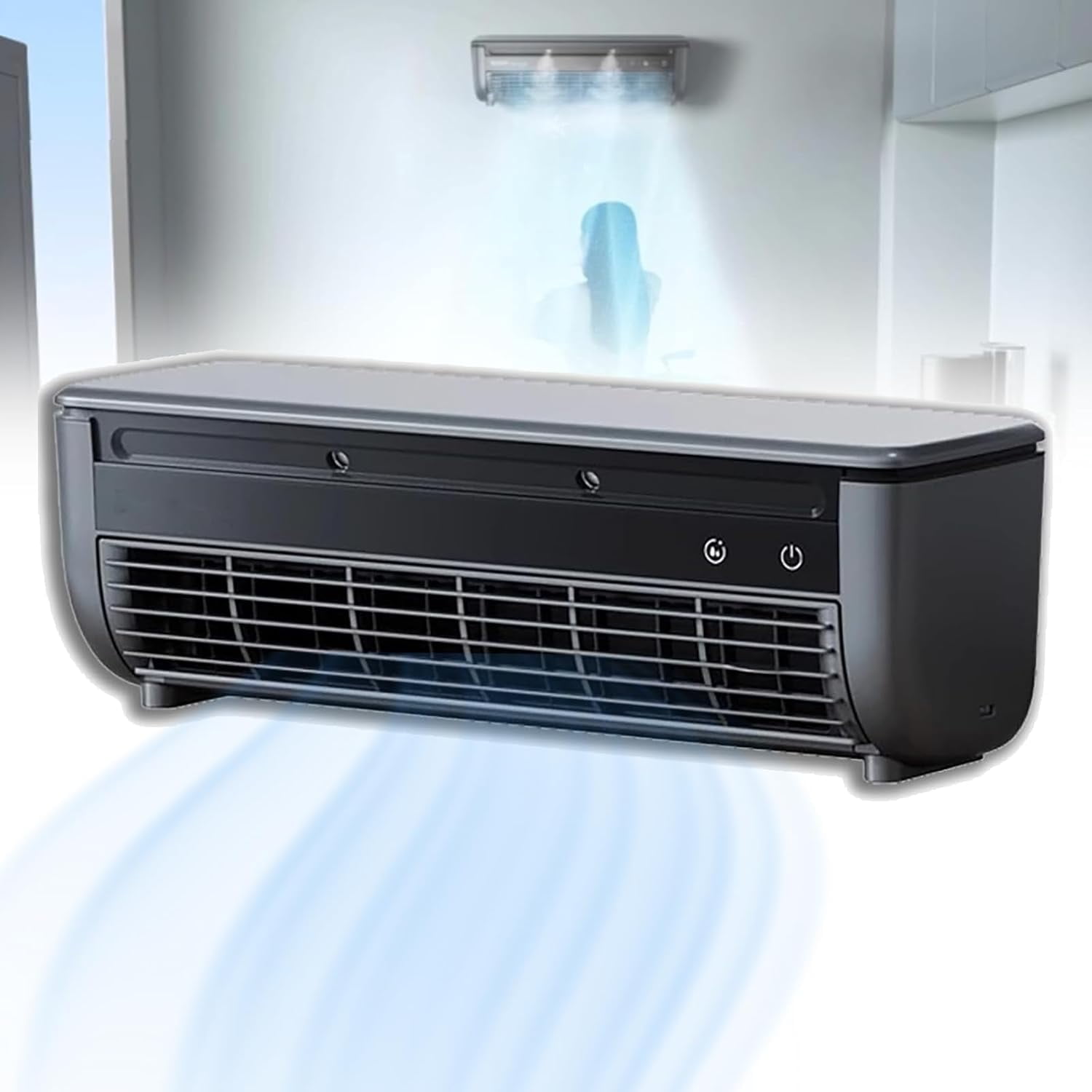 No Drilling Kitchen Wall Air Conditioner Fan, 2025 New Wireless ...