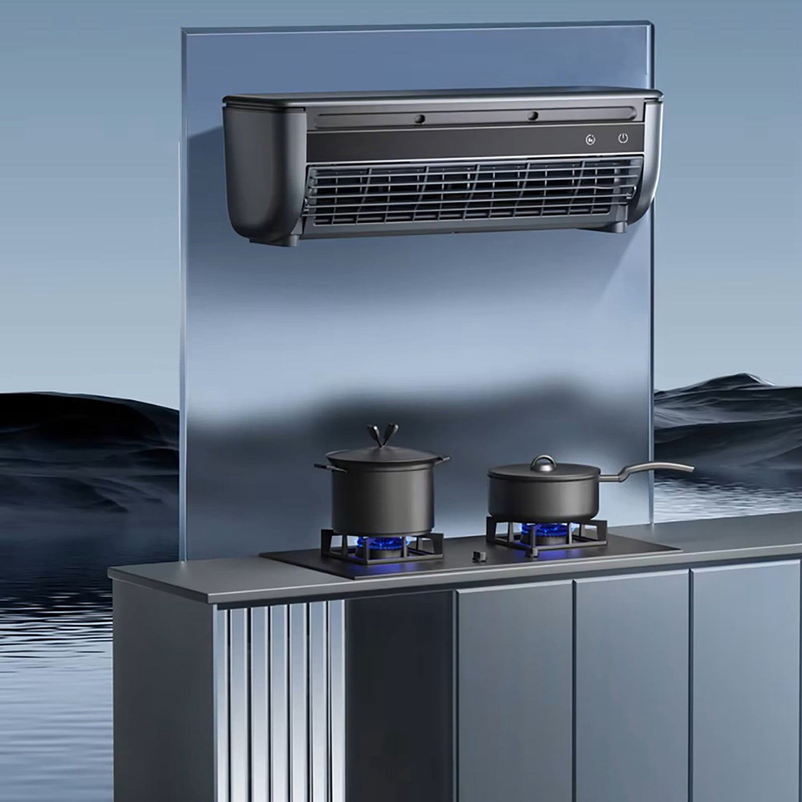 No Drilling Kitchen Wall Air Conditioner Fan, 2025 New Wireless ...