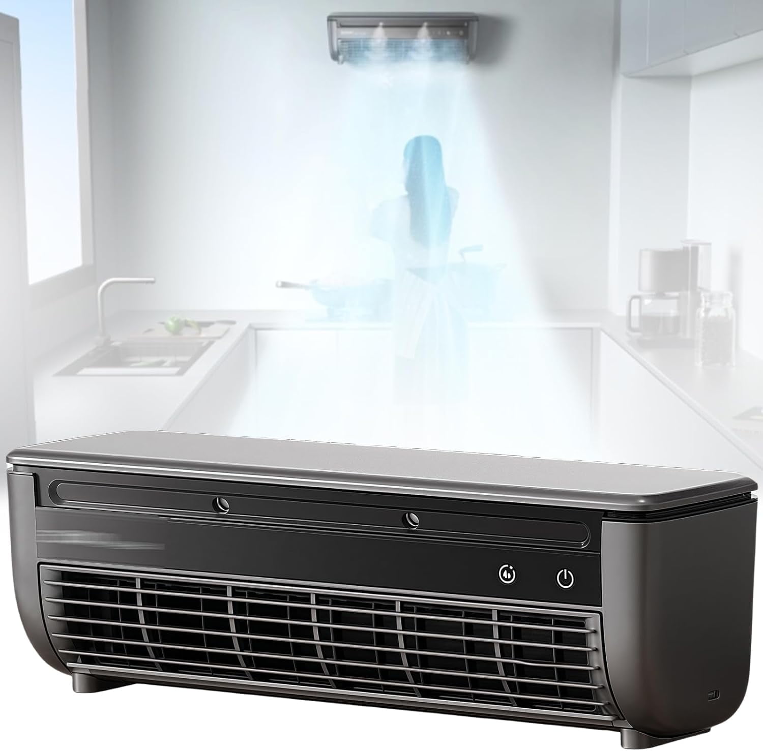 No Drilling Kitchen Wall Air Conditioner Fan, 2025 New Wireless ...