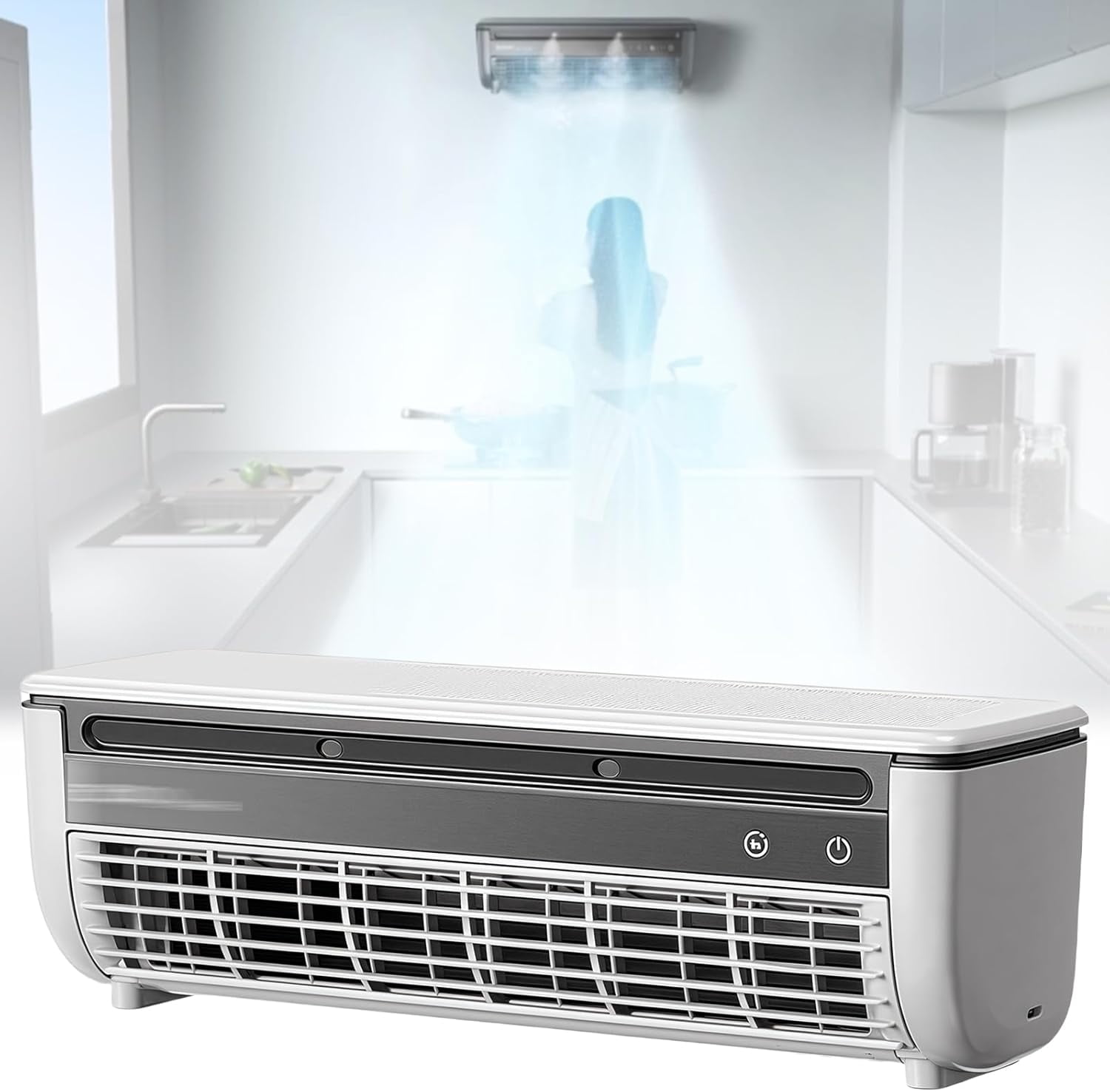 No Drilling Kitchen Wall Air Conditioner Fan, 2025 New Wireless ...