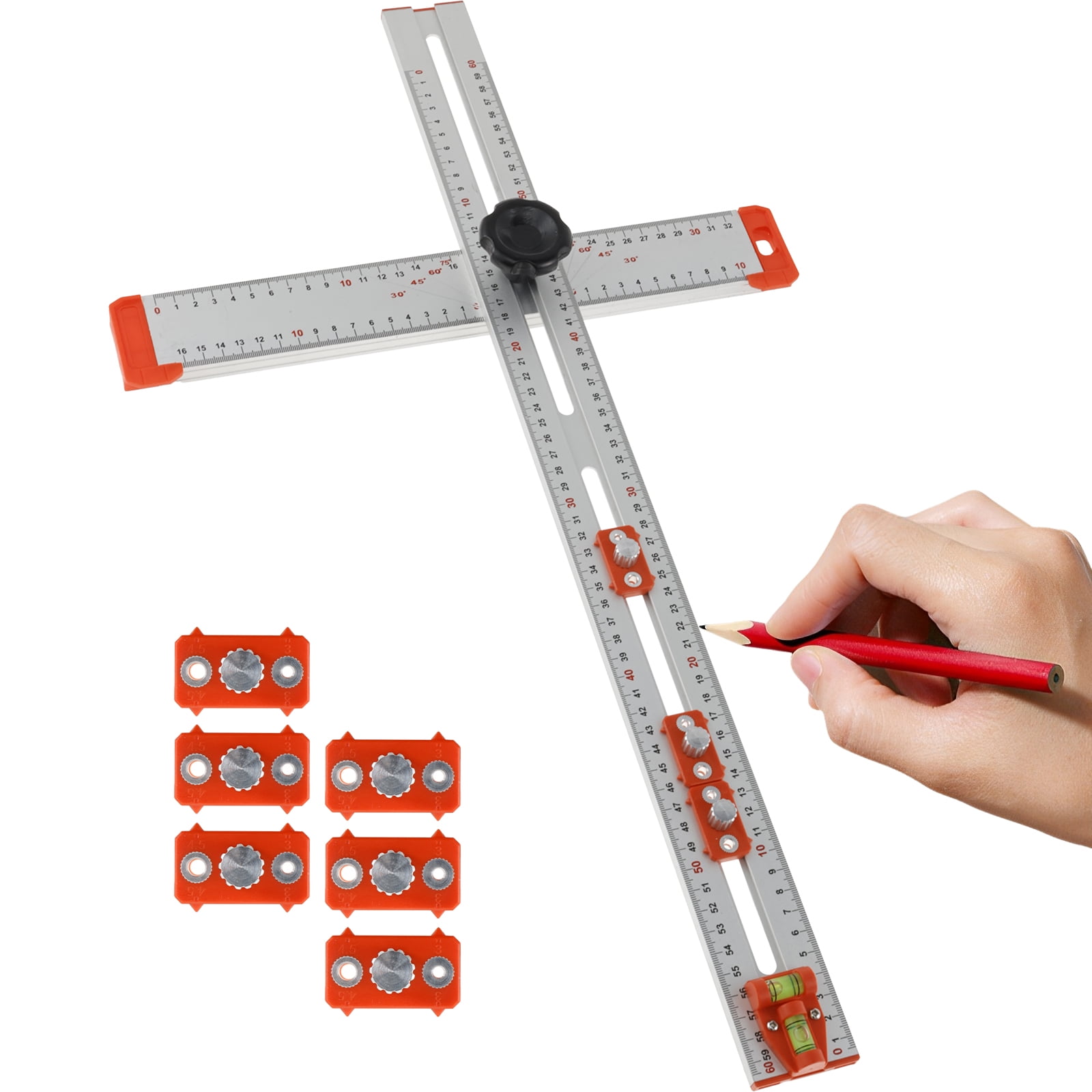 Drilling Positioning Ruler with 6 Positioning Block Aluminum Alloy 2 in ...