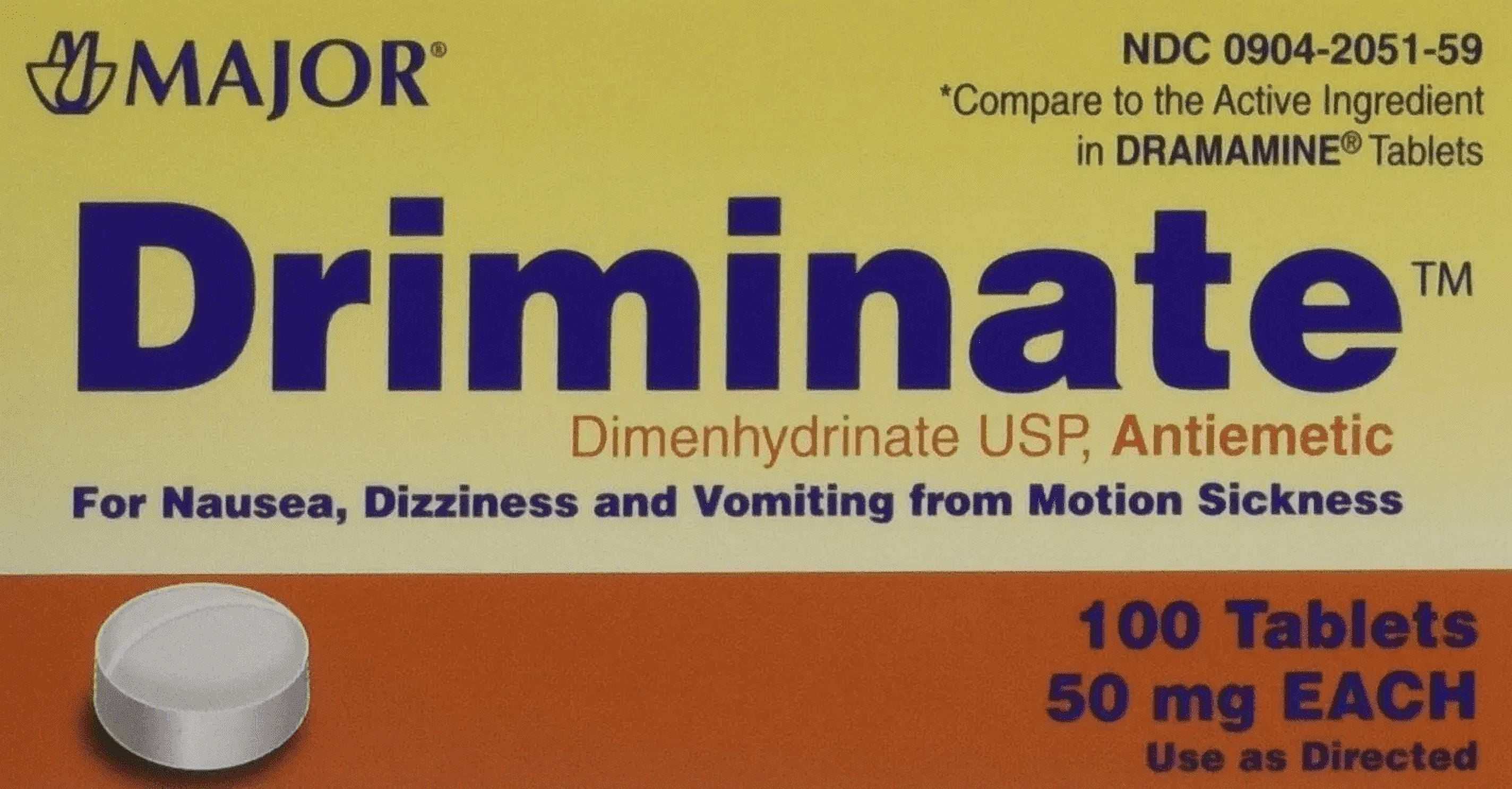 Driminate Dimenhydrinate USP Motion Sickness Tablets 50 mg 100 Ct 3 ...