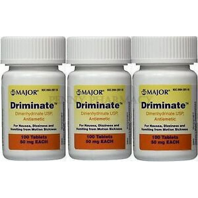 Driminate Motion Sickness Tabs 50mg 100ct (3 pack) PHARMACY FRESH ...