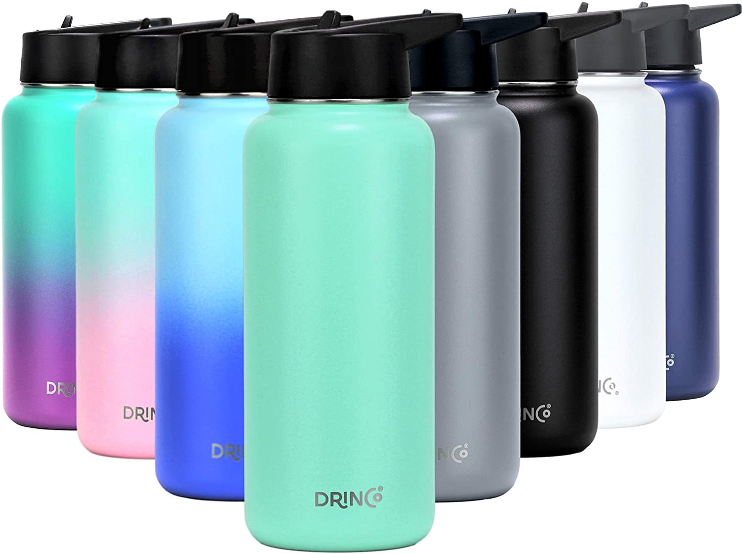 Drinco Water Bottle, 32oz Mint, Double Wall Vacuum Insulated Stainless ...