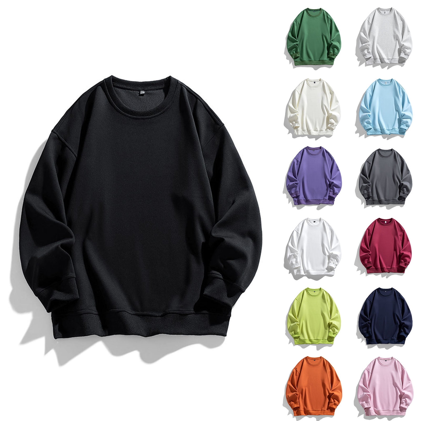 Drindf Long Sleeve Basic Shirt for Men Casual Loose Fit Sweatshirt ...