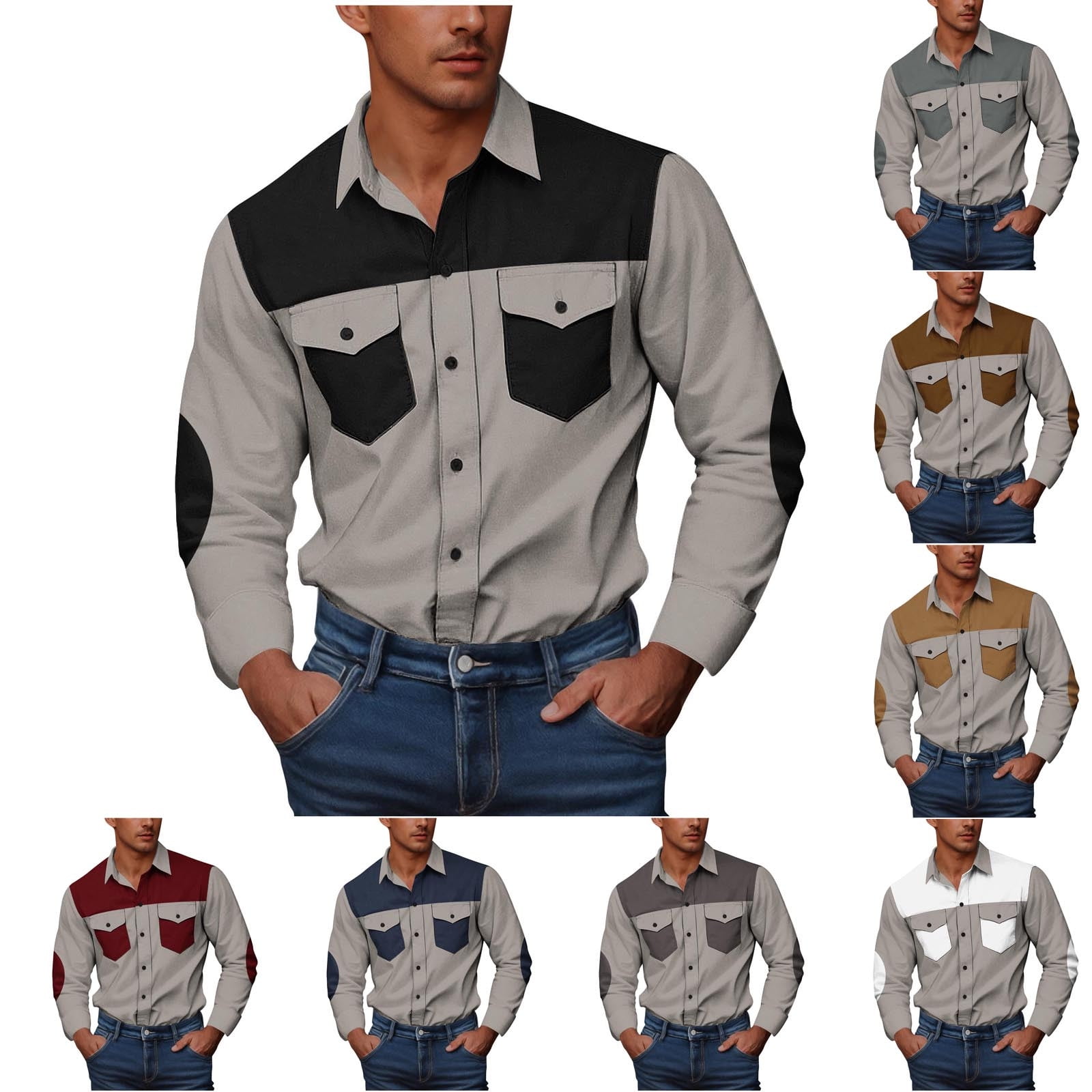 Drindf Mens Big and Tall Tactical Shirts Button Down Cargo Shirt Outdoor Hiking Camping Military ...