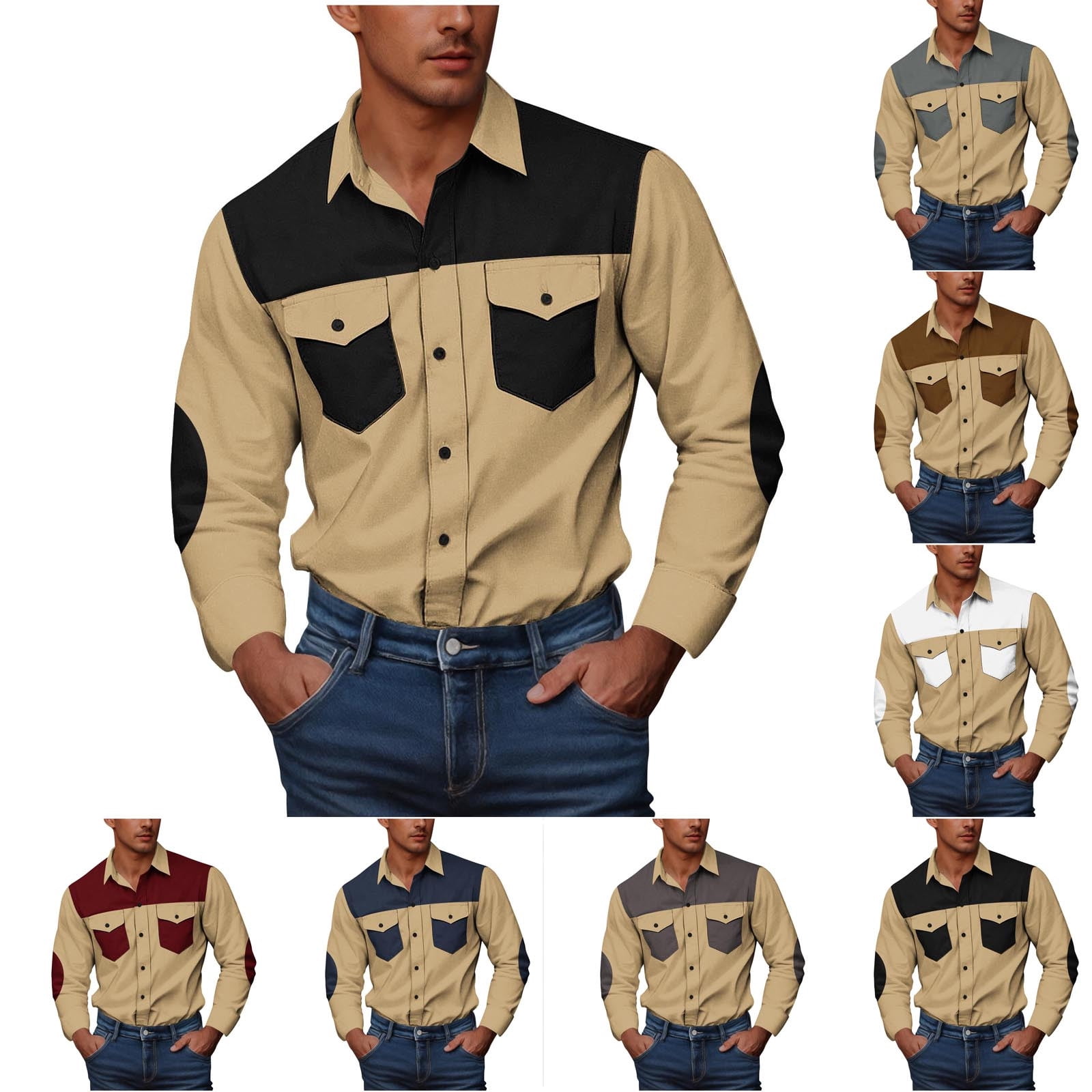 Drindf Mens Button Down Tactical Shirts Outdoor Military Work Shirt ...