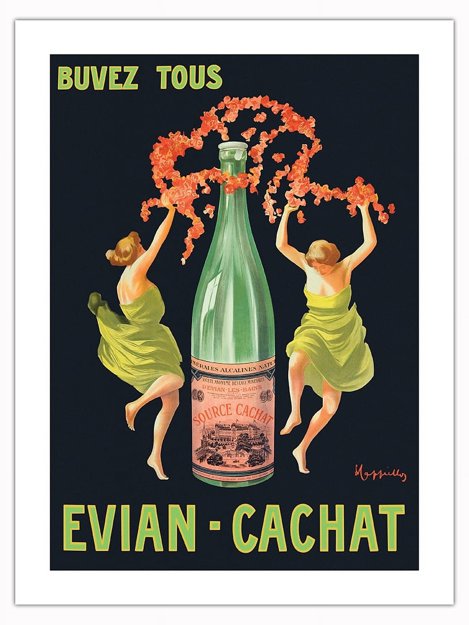 Drink All (Buvez tous) Evian-Cachat - Vintage French Advertising Poster ...