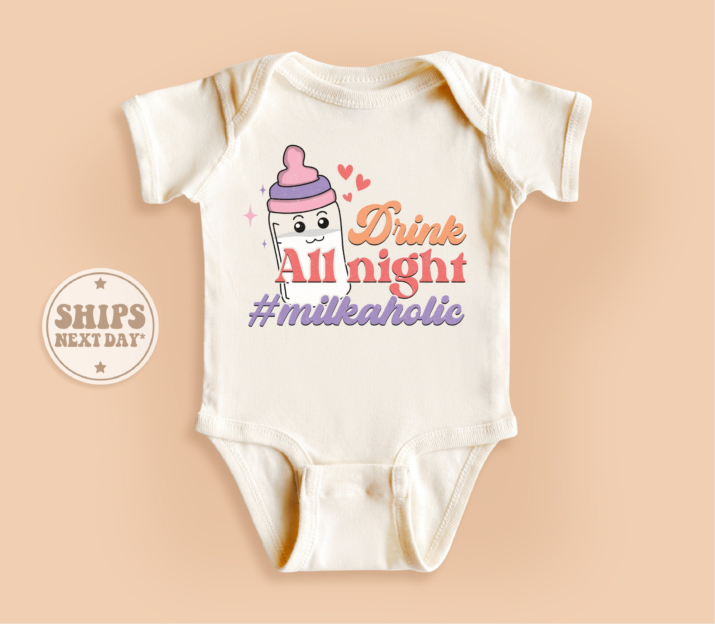 Drink All Night Cute and Cool Baby Bodysuit, Cute Natural Baby Onesie ...
