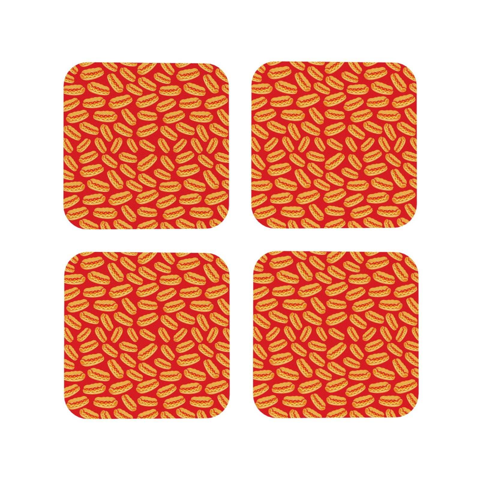 Drink Coasters, A Big Hot Dog -PVC Leather Coasters Sets of 4 for ...