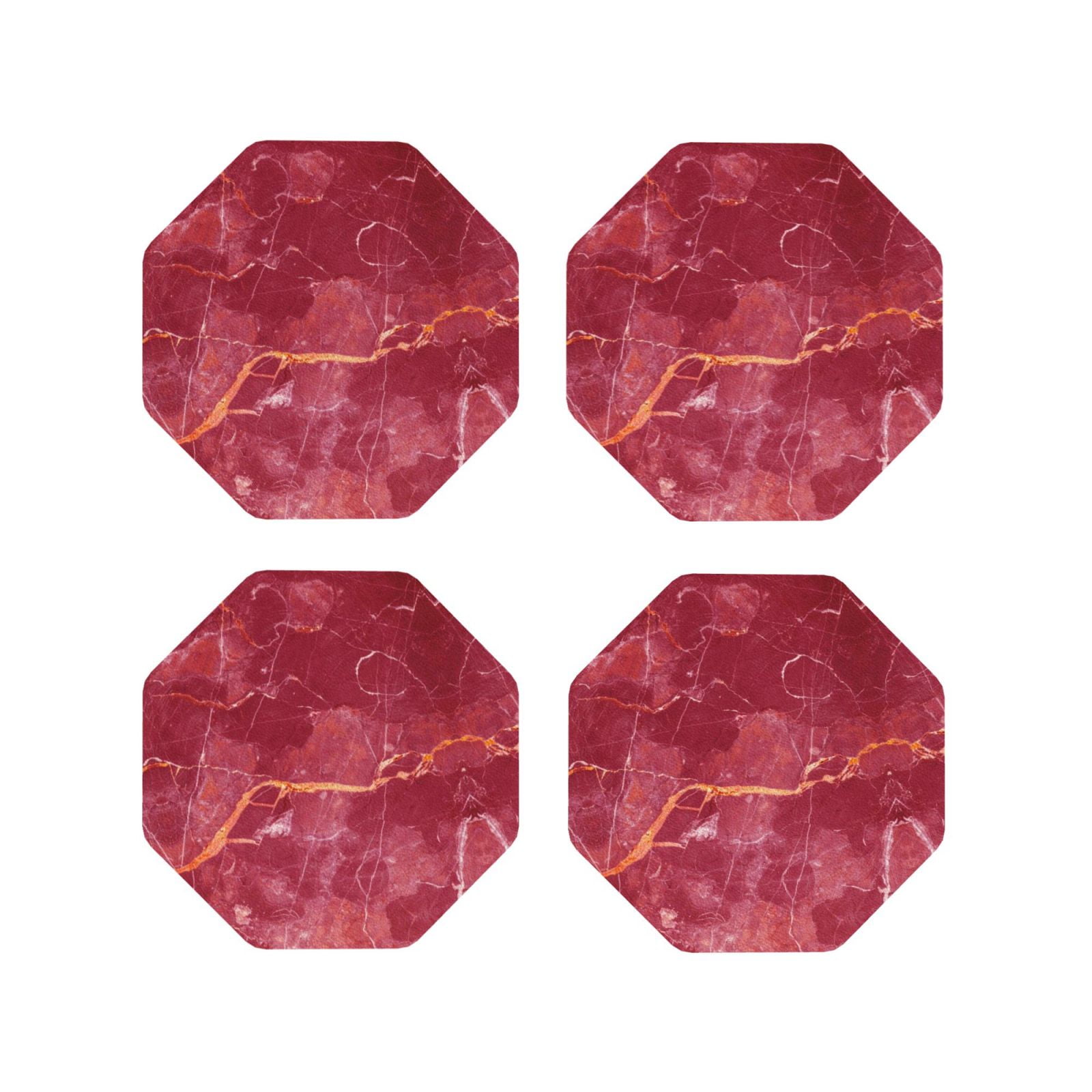 Drink Coasters, Abstract Red Marble -PVC Leather Coasters Sets of 4 for ...