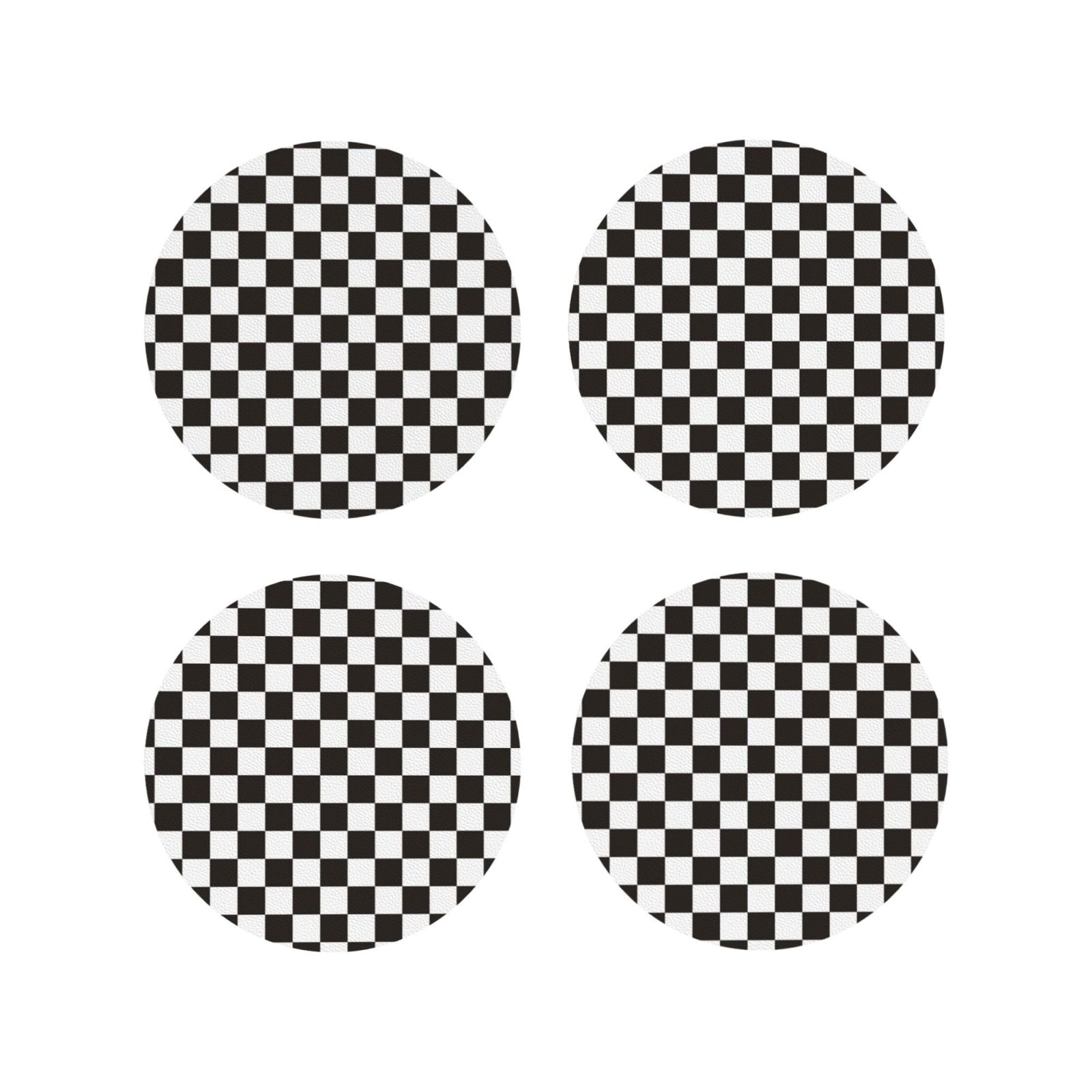 Drink Coasters, Black and White Checkerboard -PVC Leather Coasters Sets ...