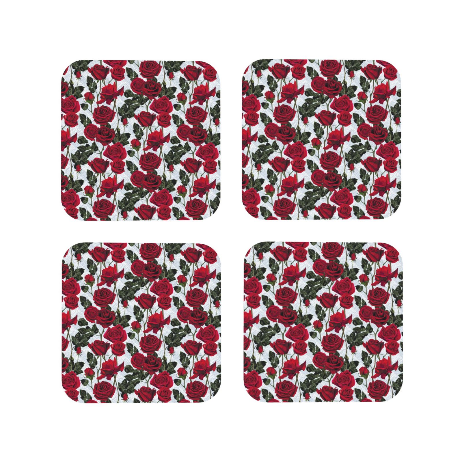 Drink Coasters, Bouquet Rose Flowers -PVC Leather Coasters Sets of 4 ...