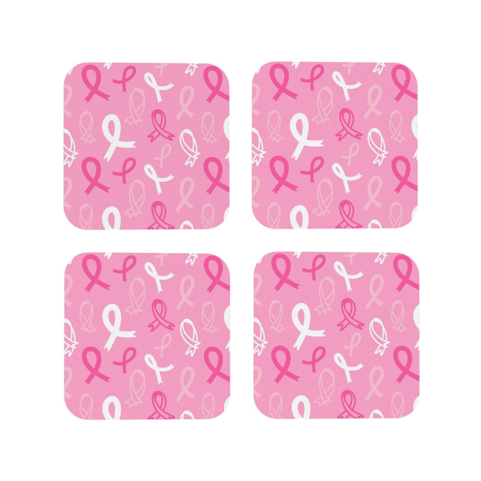 Drink Coasters, Breast Cancer Awareness (3) -PVC Leather Coasters Sets ...