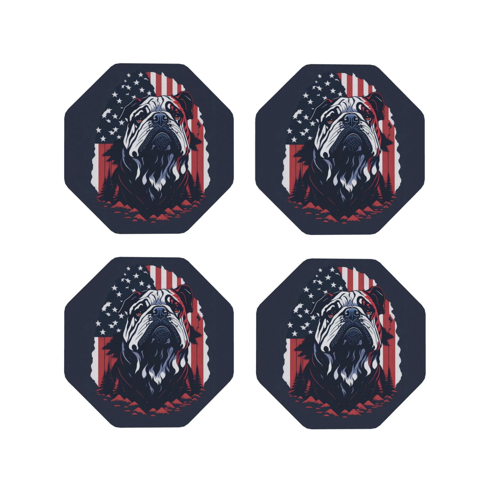 Drink Coasters, Bulldog with Forest Flag -PVC Leather Coasters Sets of ...