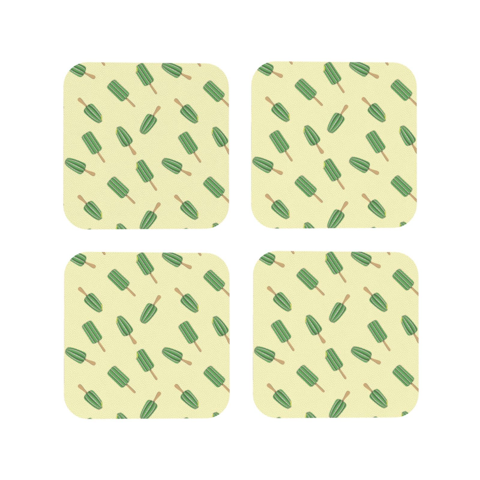 Drink Coasters, Cactus Popsicle -PVC Leather Coasters Sets of 4 for ...