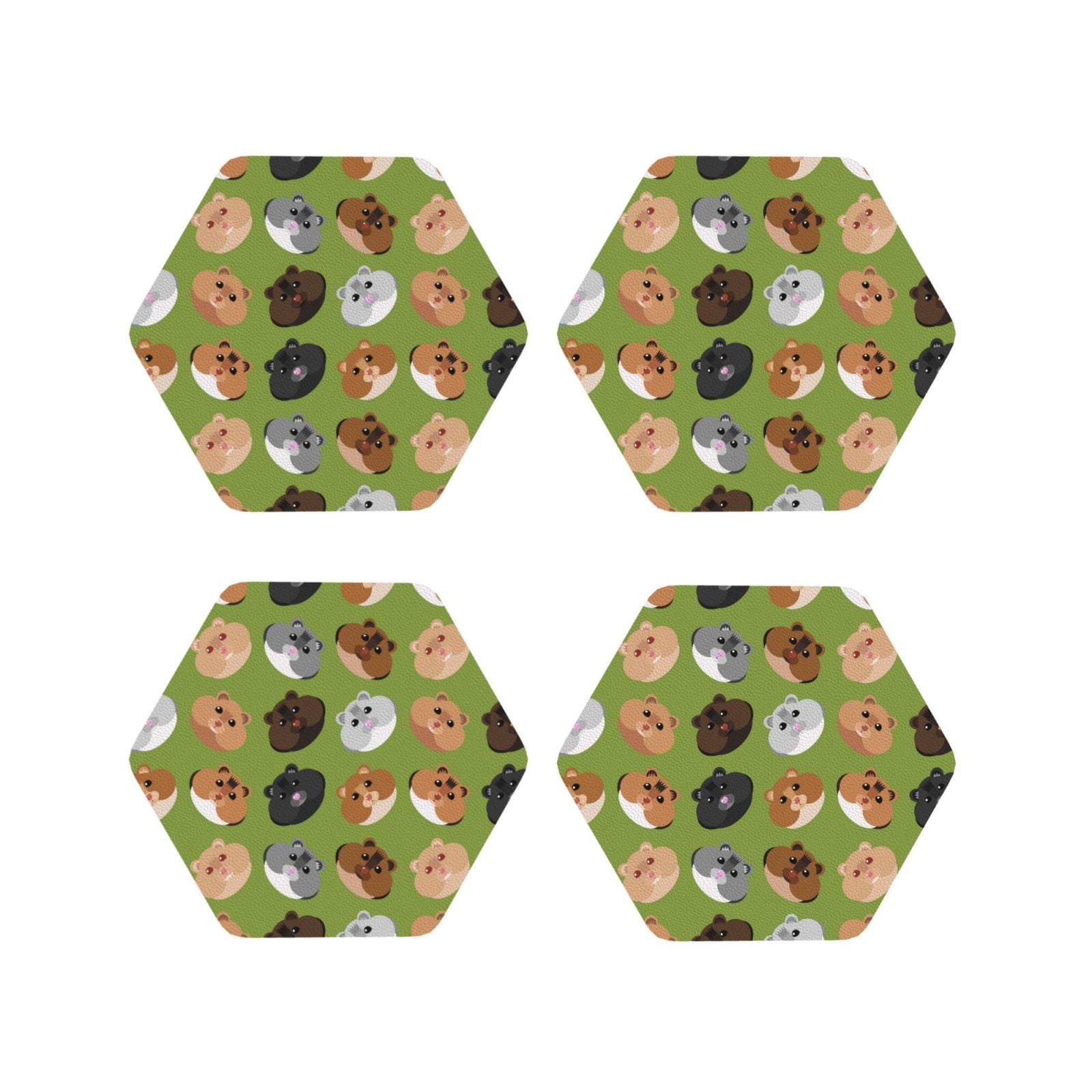 Drink Coasters, Cartoon Cute Hamster Face -PVC Leather Coasters Sets of ...