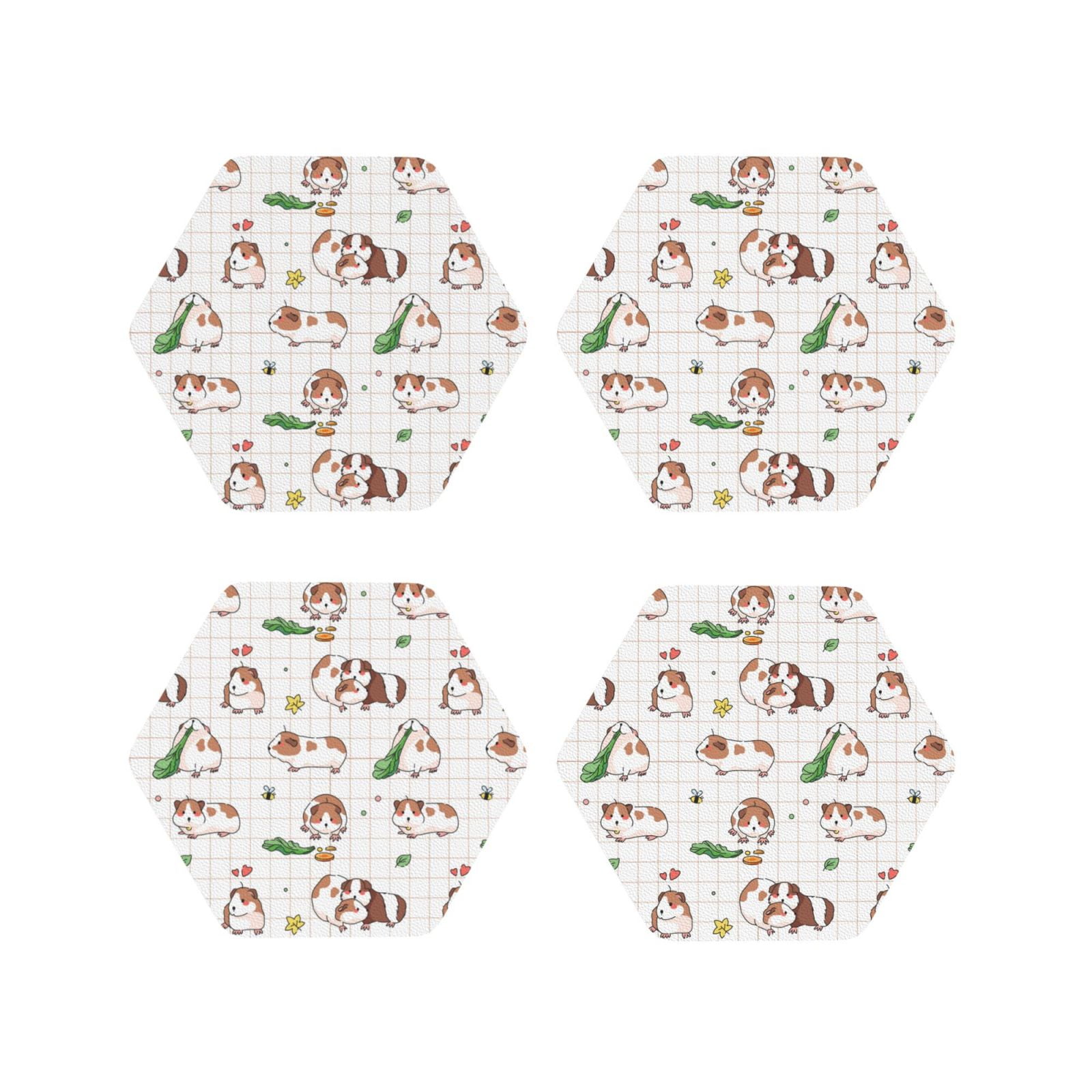 Drink Coasters, Cartoon Cute Hamster Greens -PVC Leather Coasters Sets ...