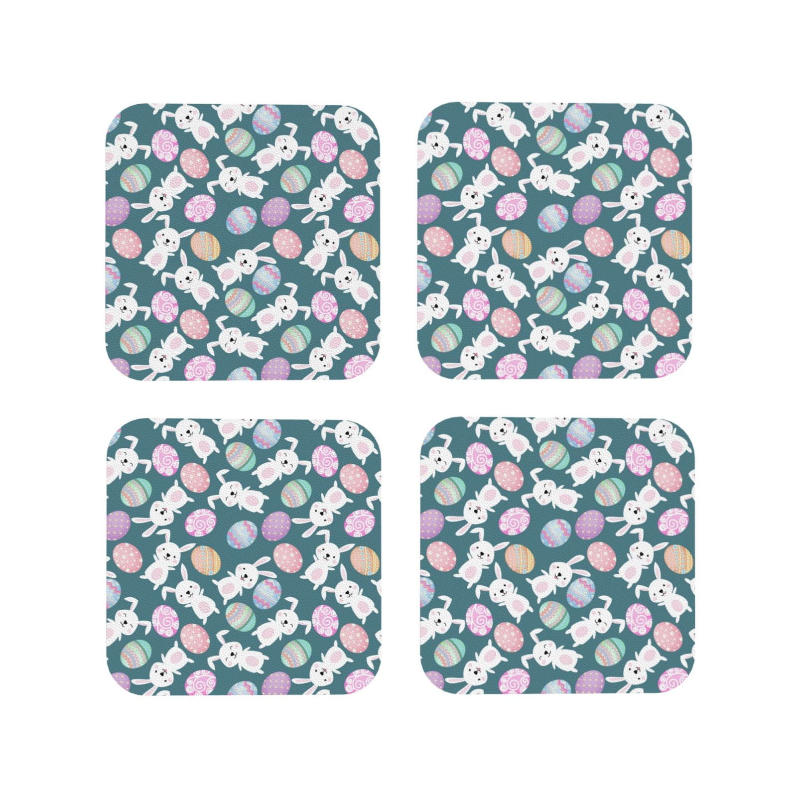 Drink Coasters, Cartoon Cute Rabbit Patterned Egg -PVC Leather Coasters ...