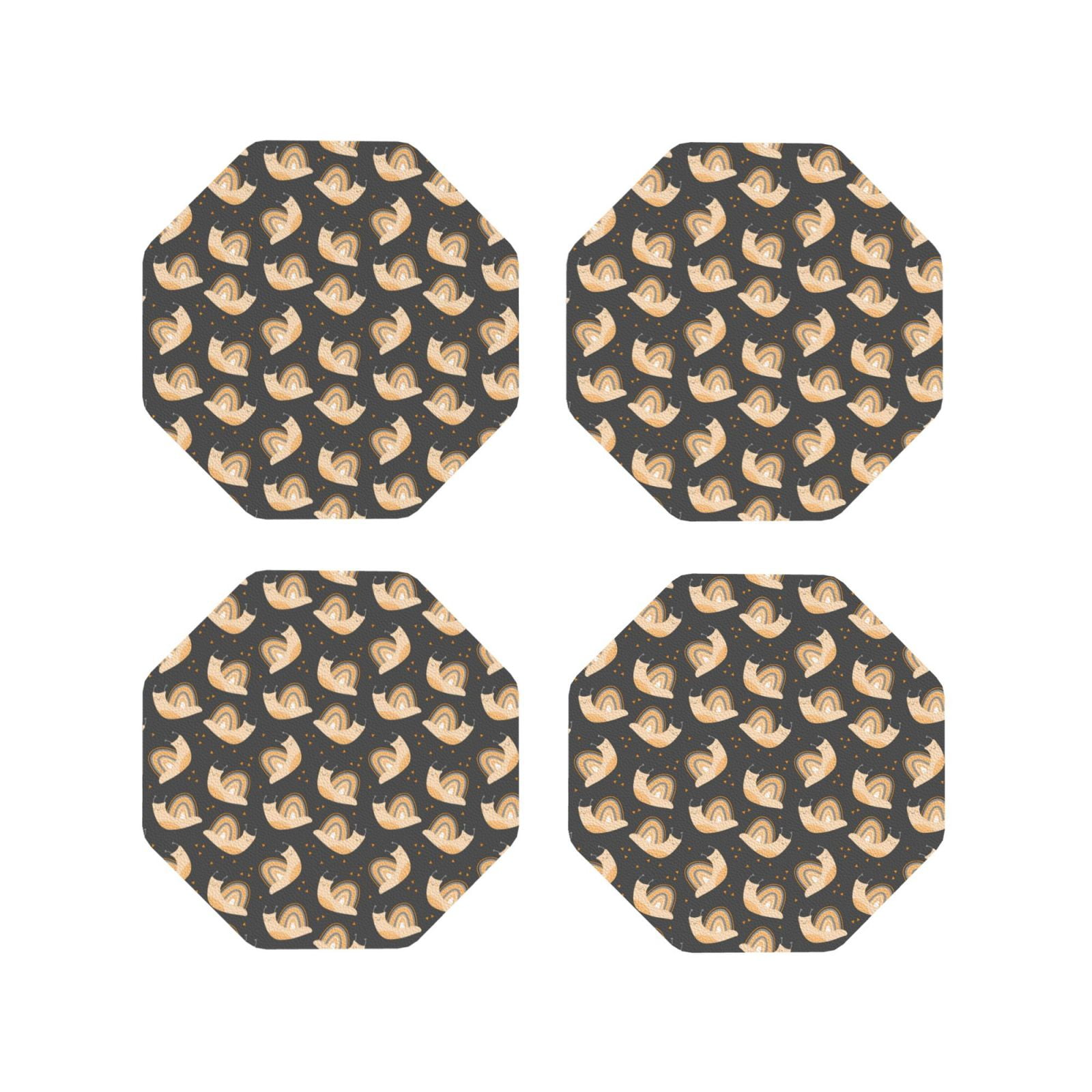 Drink Coasters, Cartoon Cute Snails -PVC Leather Coasters Sets of 4 for ...