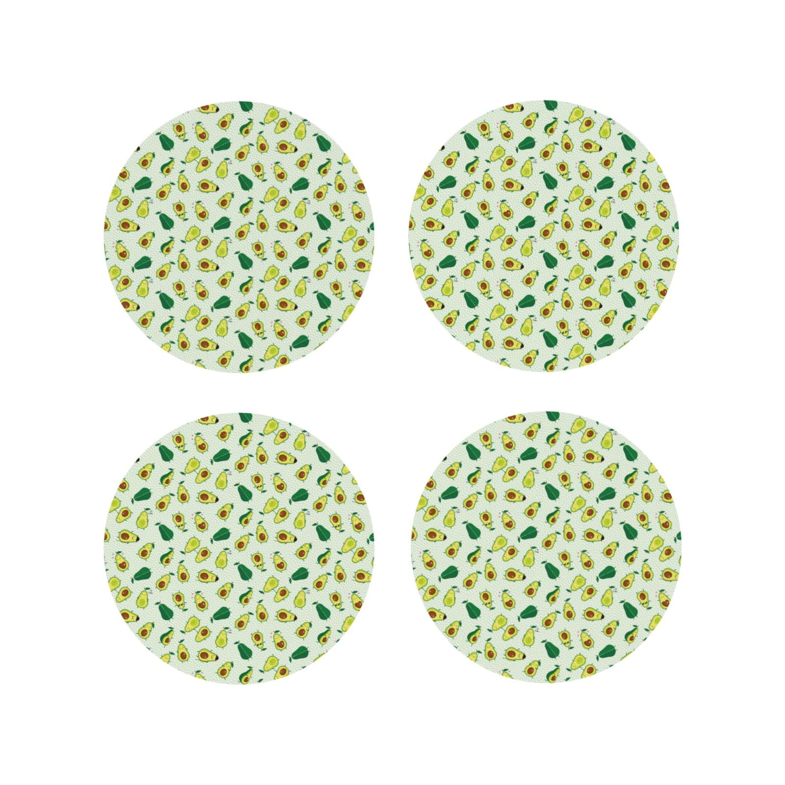 Drink Coasters, Cartoon Fruit -PVC Leather Coasters Sets of 4 for ...