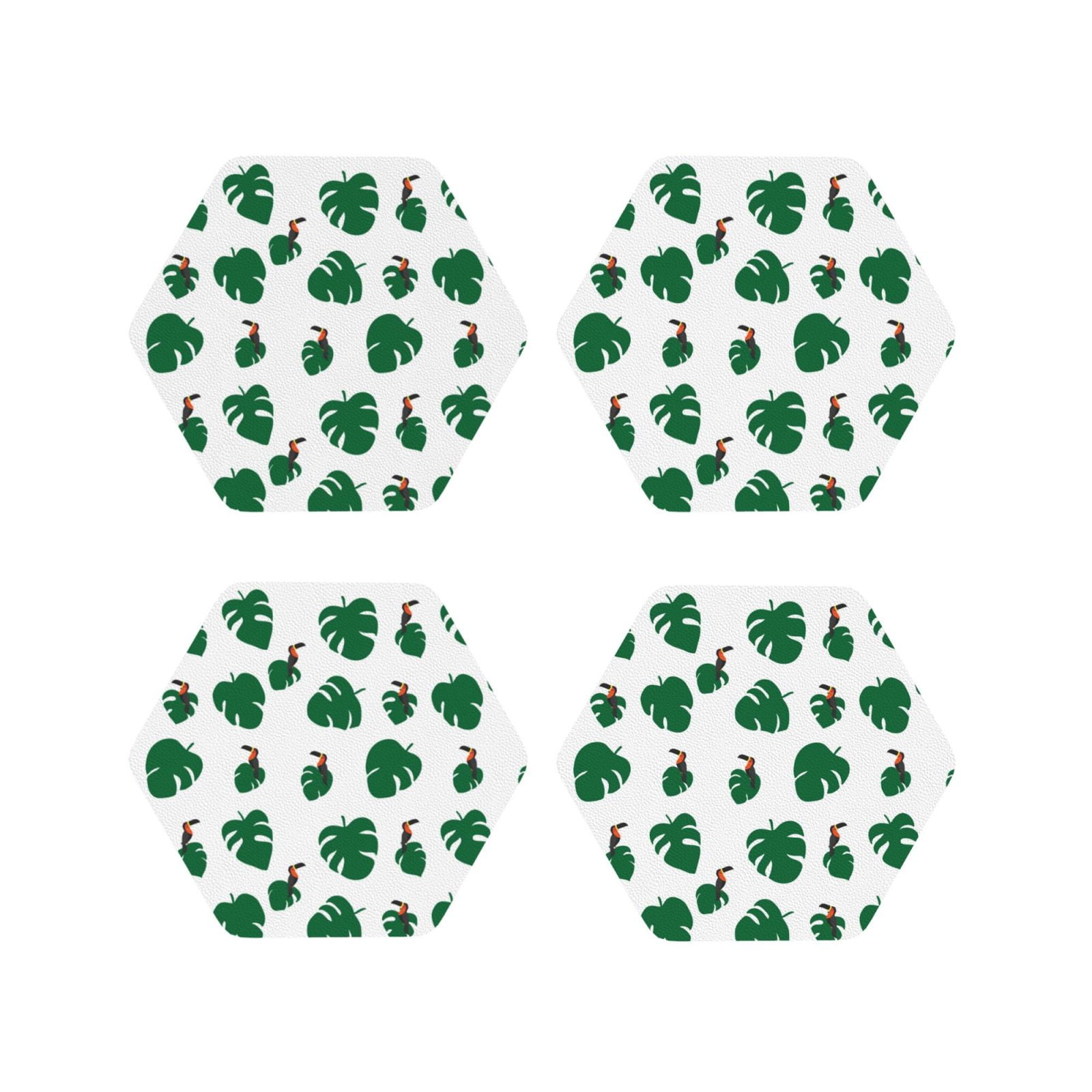 Drink Coasters, Cartoon Turtle Leaf Toucan Bird -PVC Leather Coasters ...