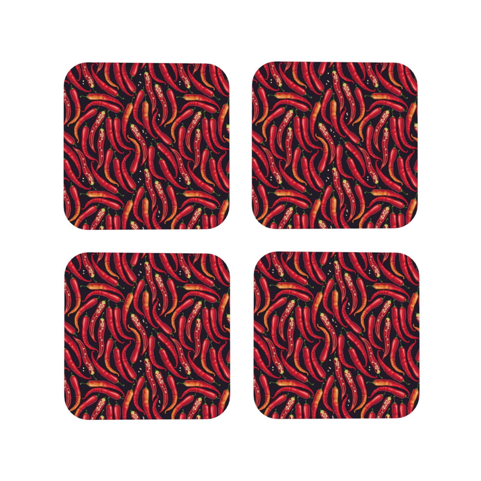 Drink Coasters, Chili Pepper funny -PVC Leather Coasters Sets of 4 for ...