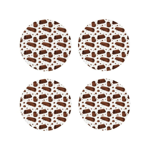 Drink Coasters, Chocolate Pattern No.9042 -PVC Leather Coasters Sets of 4 for Tabletop ...