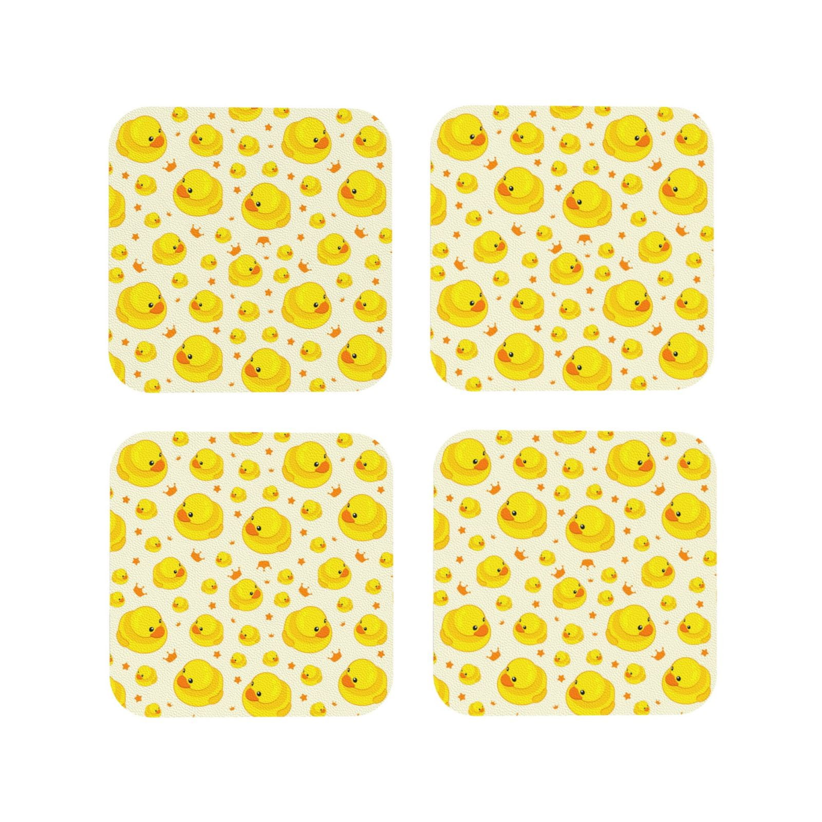 Drink Coasters, Classic Cute Duck -PVC Leather Coasters Sets of 4 for ...