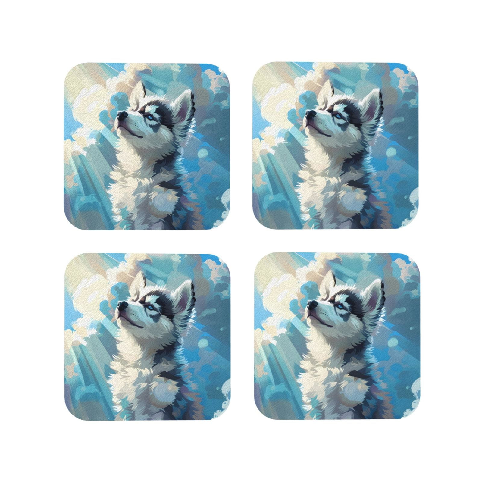 Drink Coasters, Cloud Sunshine Puppy -PVC Leather Coasters Sets of 4 ...