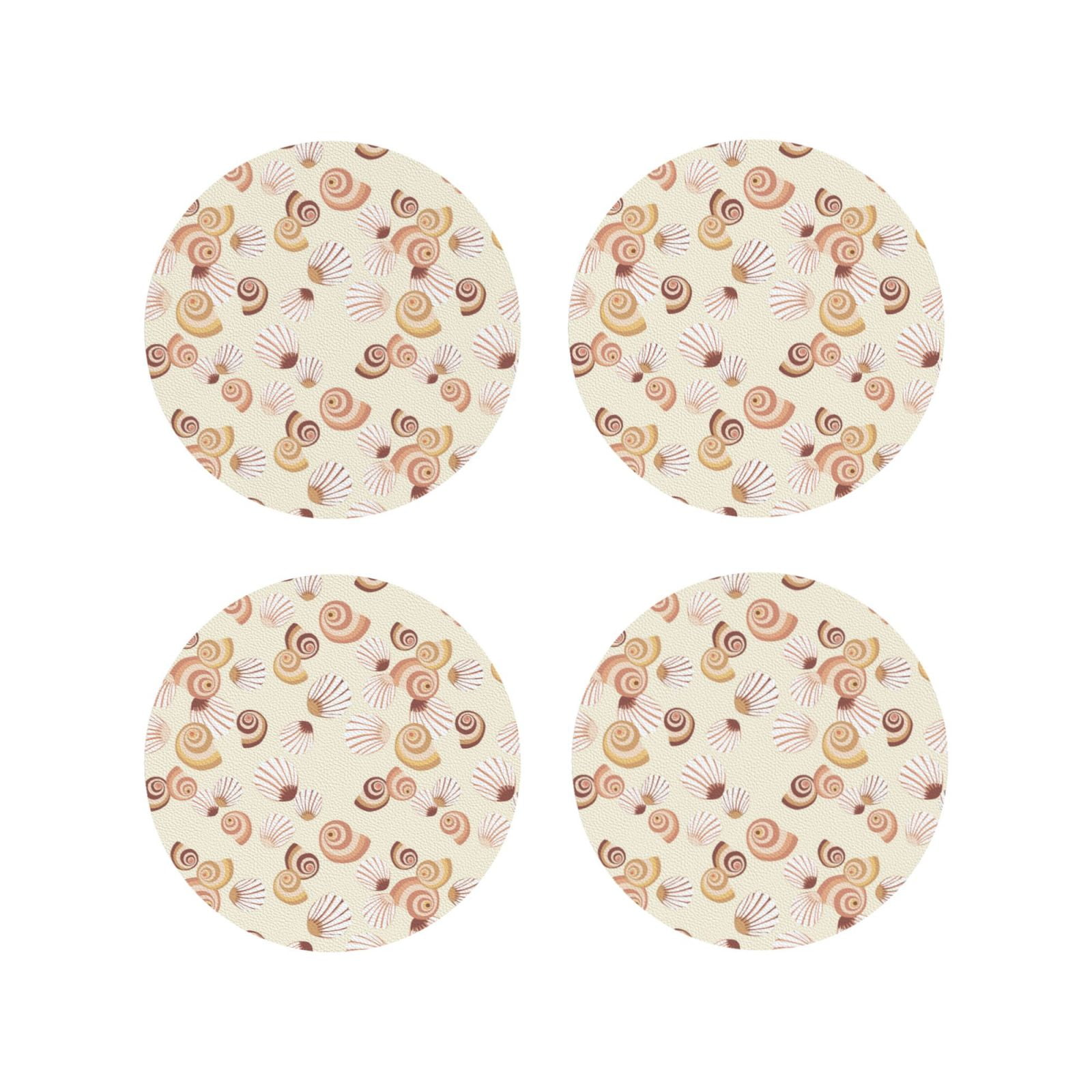 Drink Coasters, Conch Shells Print No.9032 -PVC Leather Coasters Sets ...