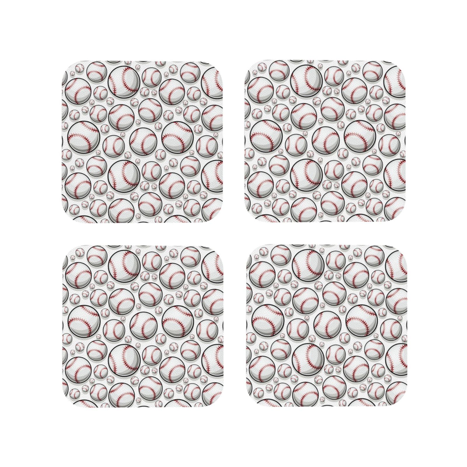 Drink Coasters, Cute Baseball F -PVC Leather Coasters Sets of 4 for ...