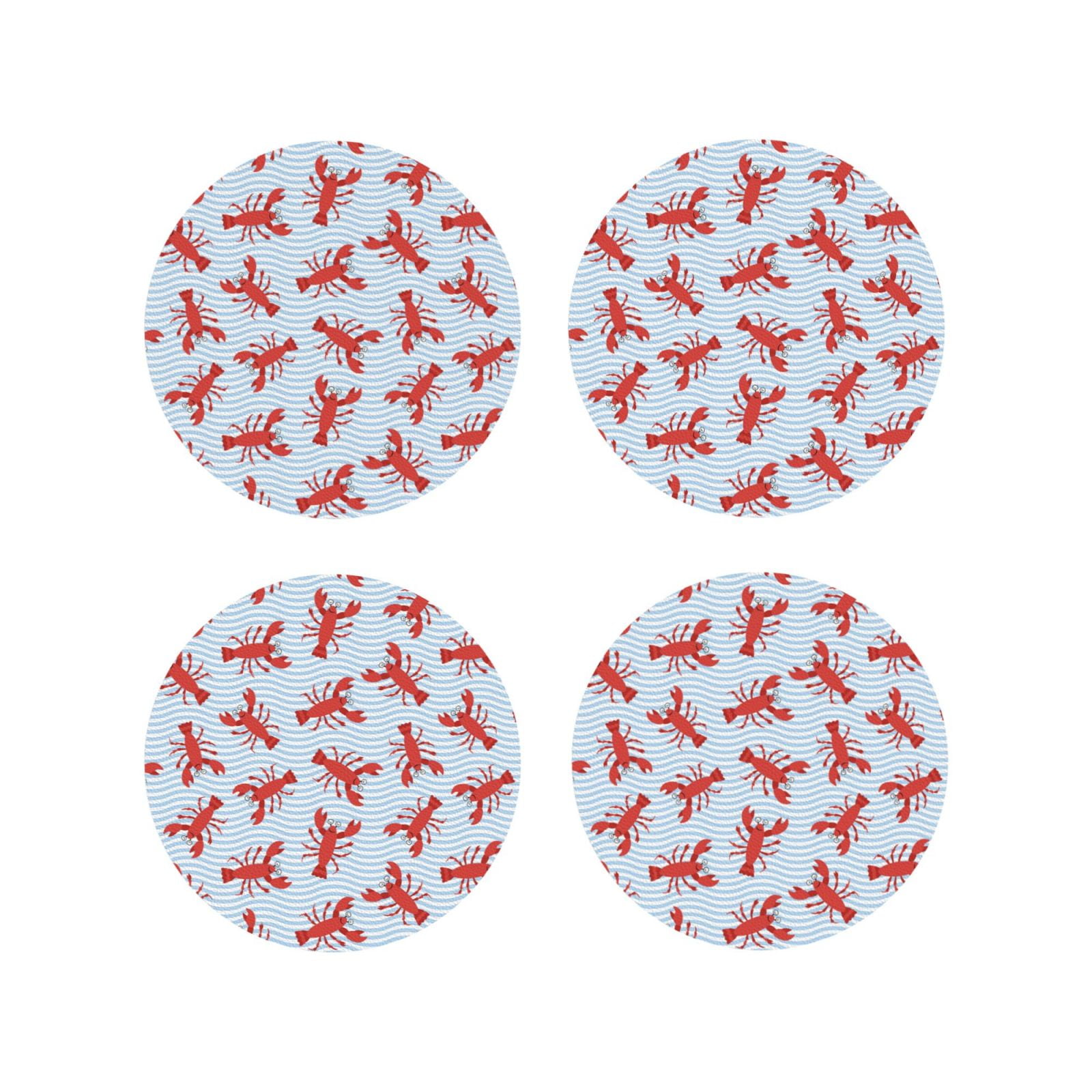 Drink Coasters, Cute Cartoon Lobster -PVC Leather Coasters Sets of 4 ...