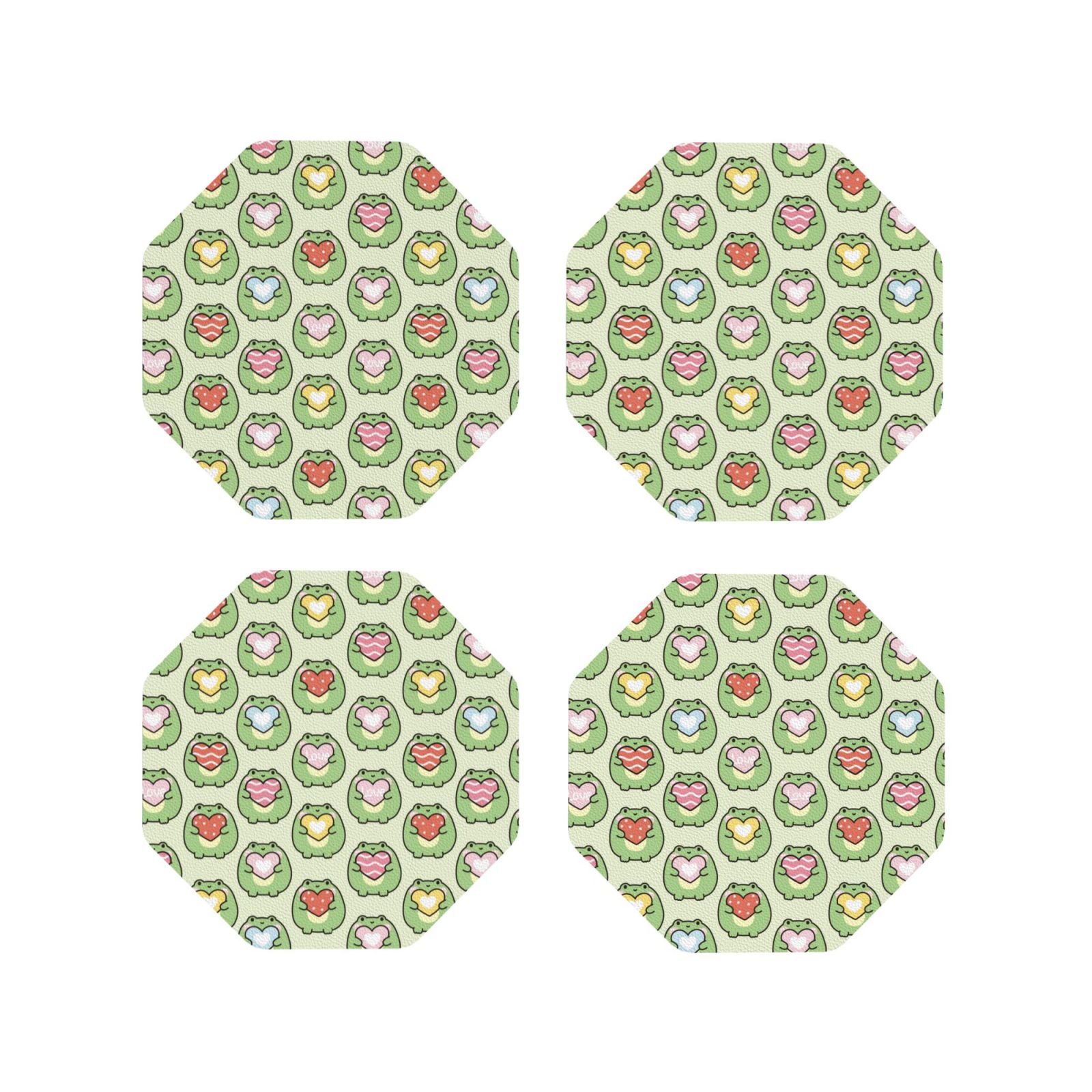 Drink Coasters, Cute Chubby Frog -PVC Leather Coasters Sets of 4 for ...