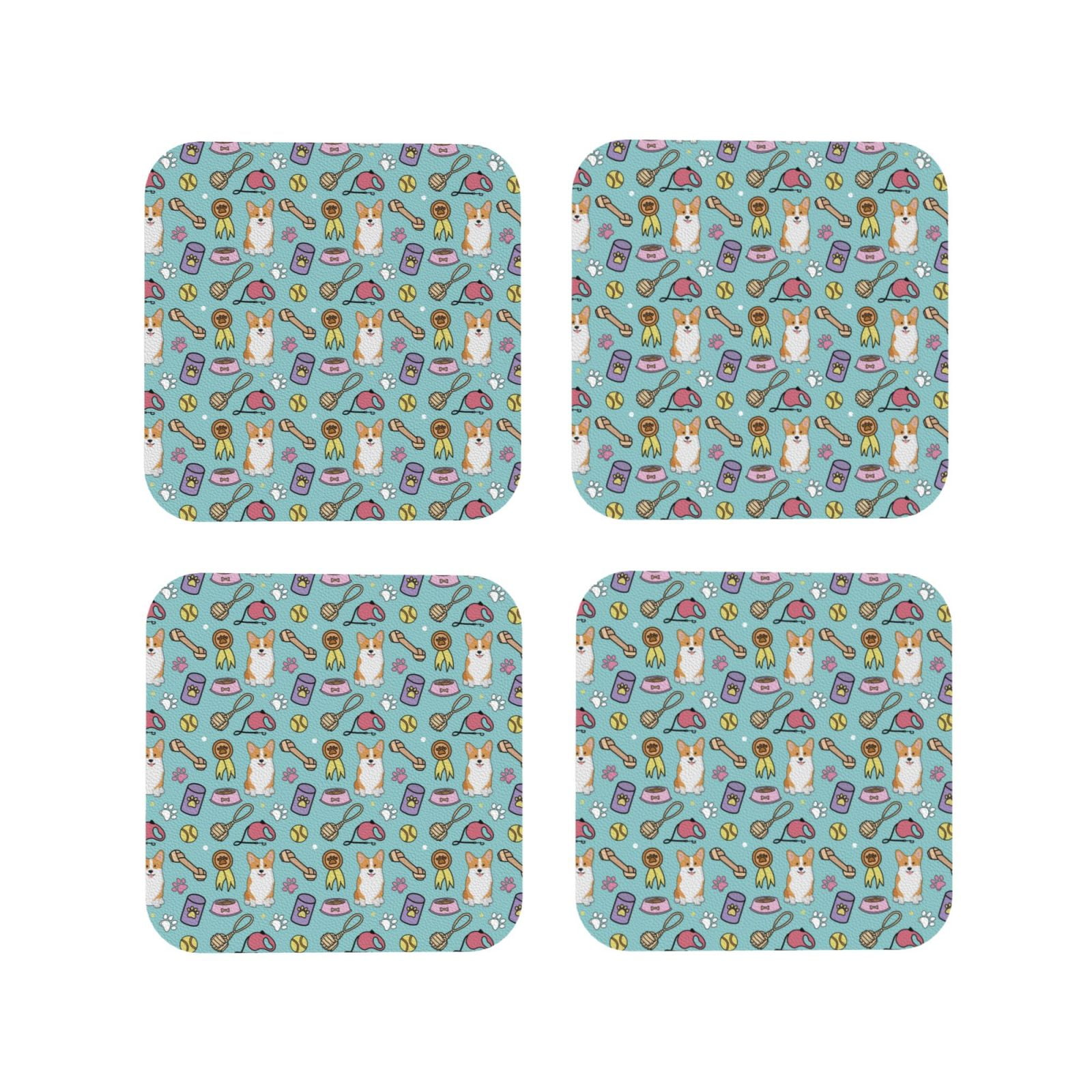 Drink Coasters, Cute Corgi Dog Bowl Props -PVC Leather Coasters Sets of ...
