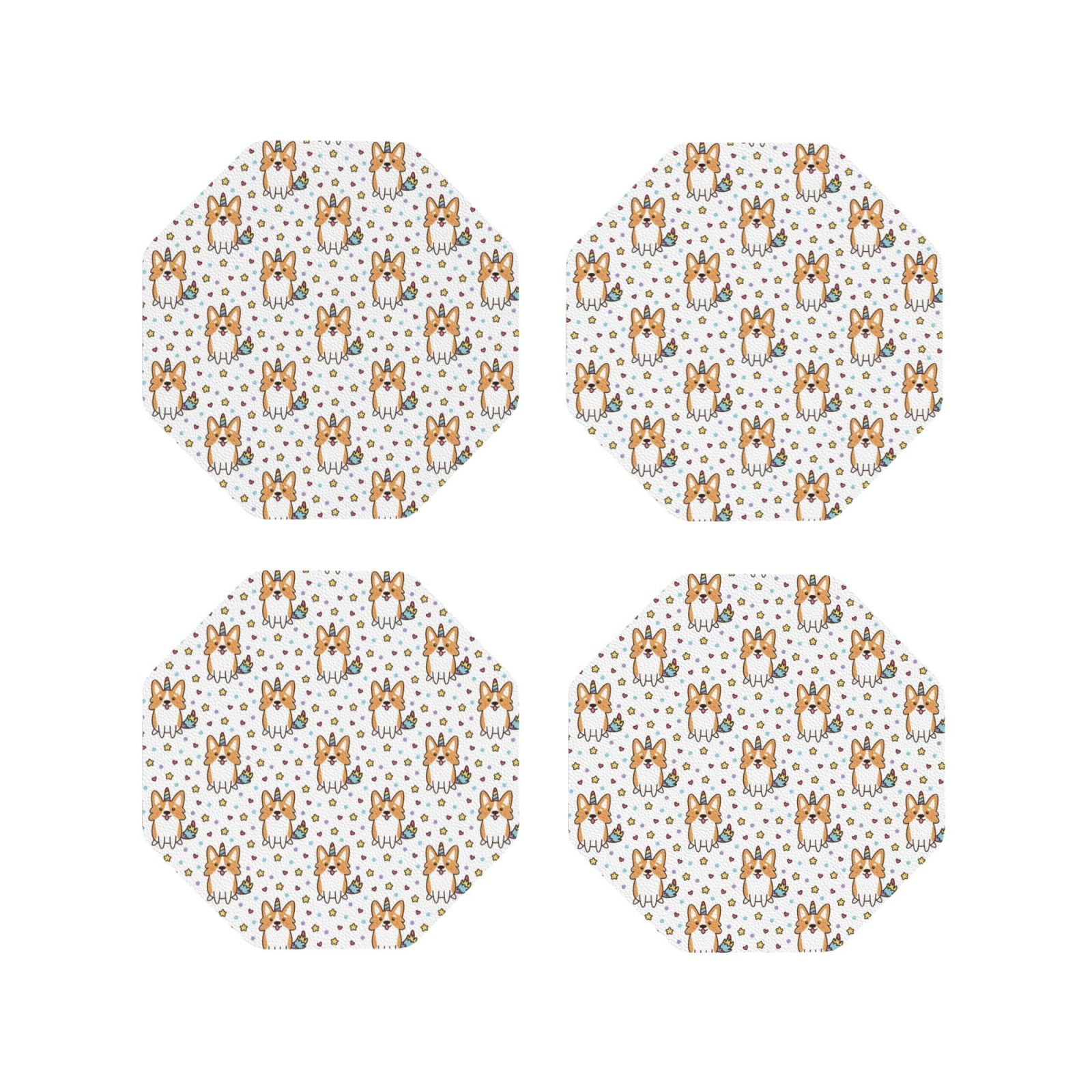 Drink Coasters, Cute Corgi Dog Funny Stars -PVC Leather Coasters Sets ...