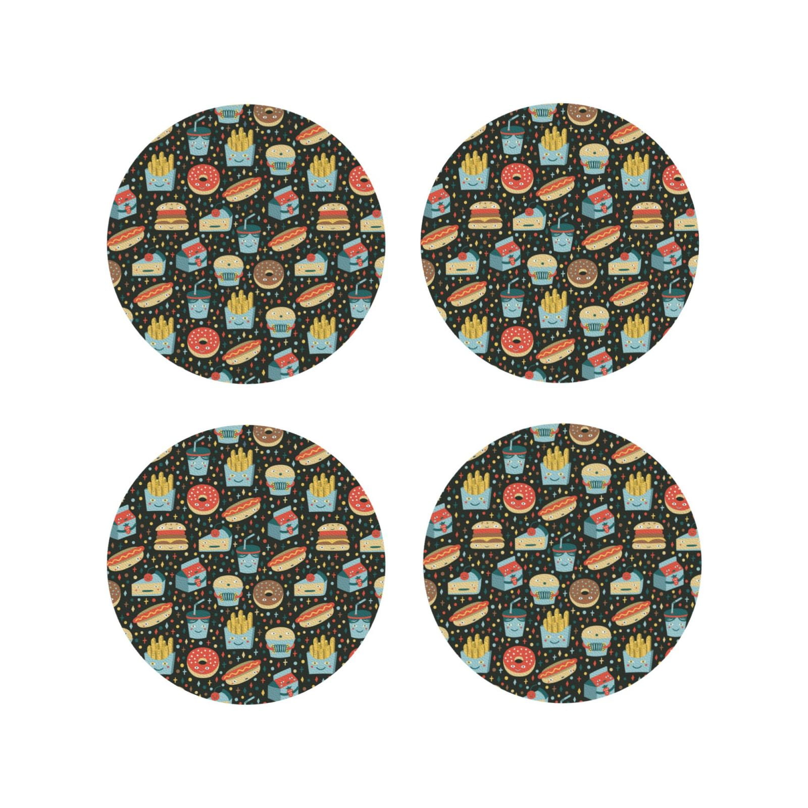 Drink Coasters, Cute Food Chip Donuts -PVC Leather Coasters Sets of 4 ...
