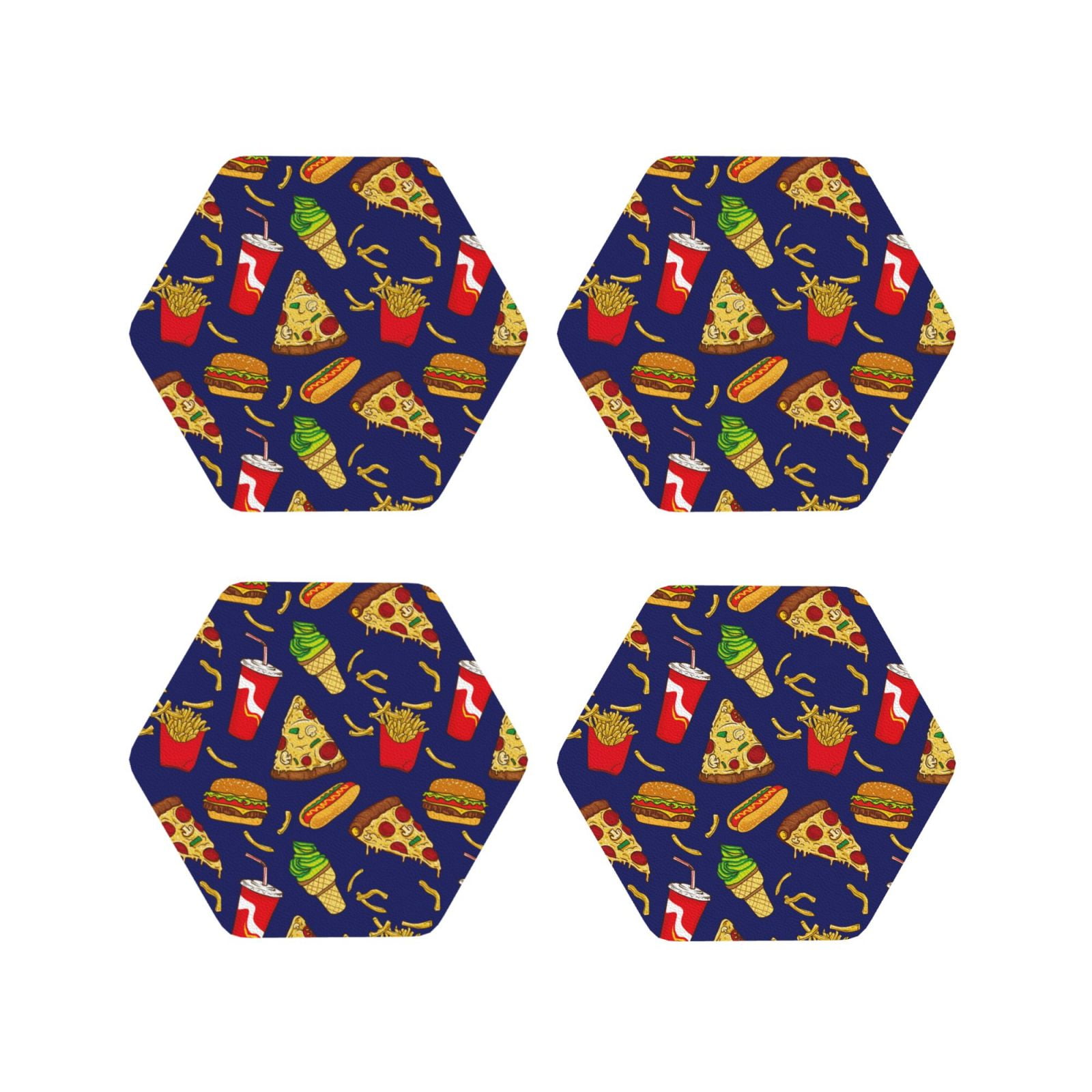 Drink Coasters, Cute Food Green Ice Cream -PVC Leather Coasters Sets of ...