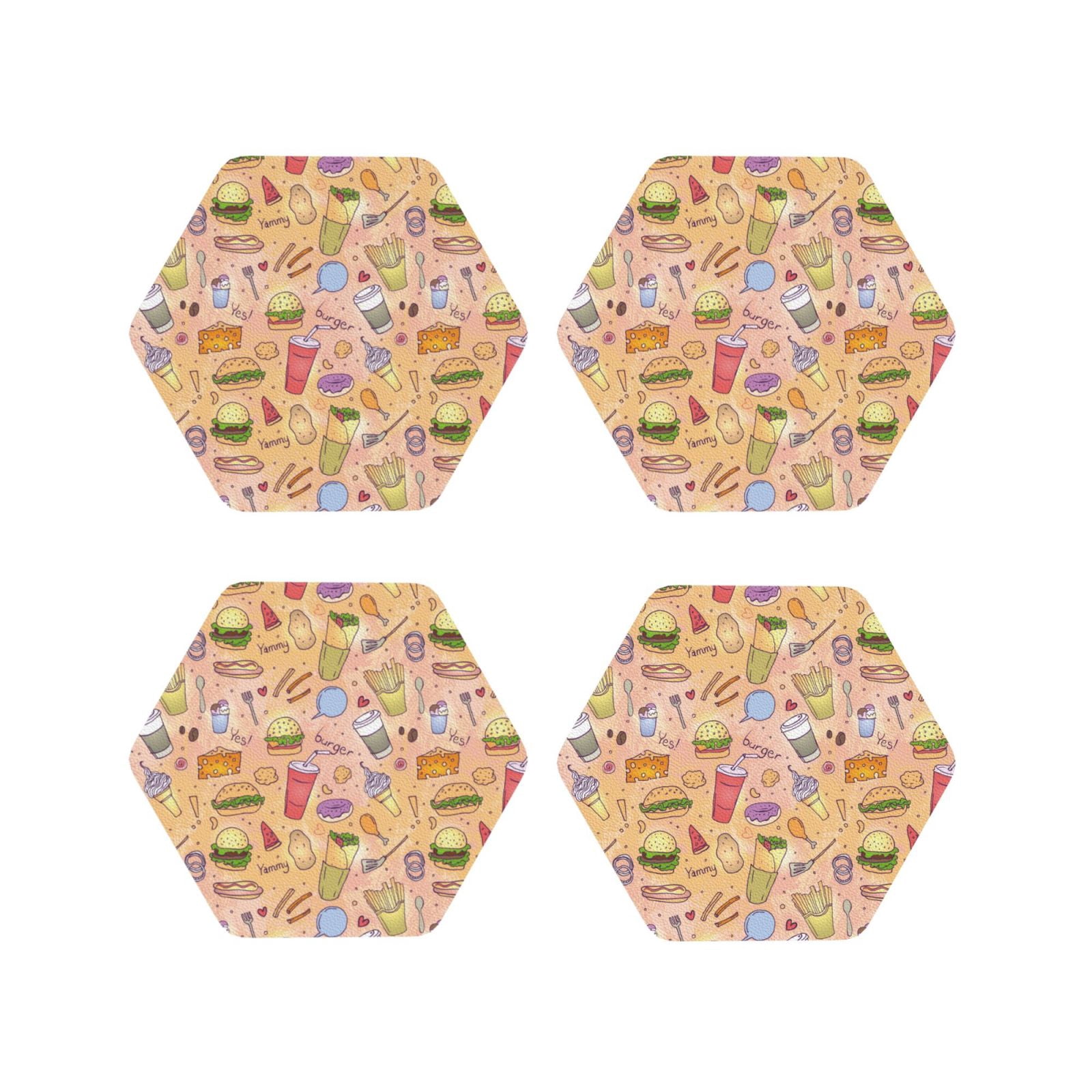 Drink Coasters, Cute Food Ice Cream Drinks -PVC Leather Coasters Sets ...