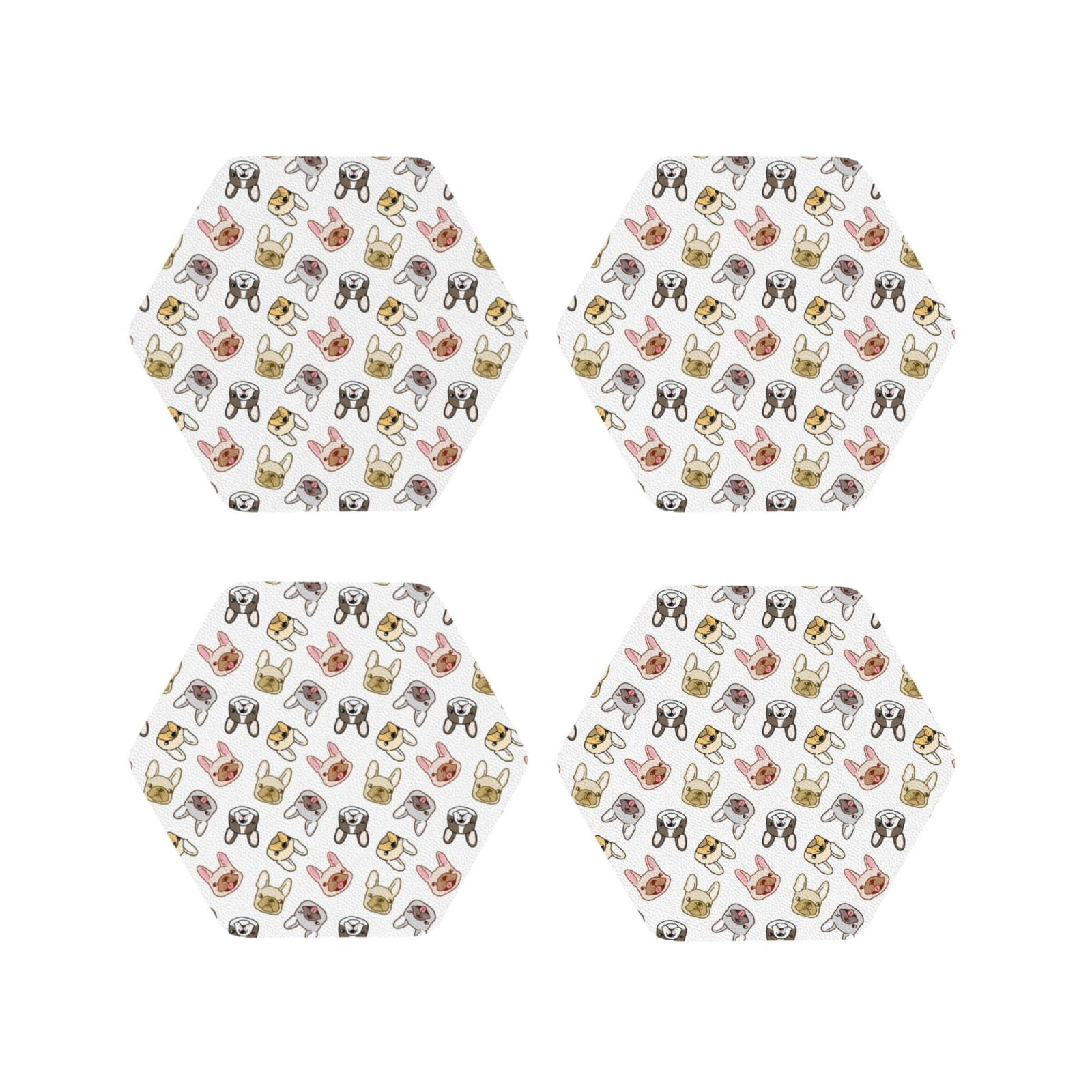 Drink Coasters, Cute French Bulldog Colorful -PVC Leather Coasters Sets ...