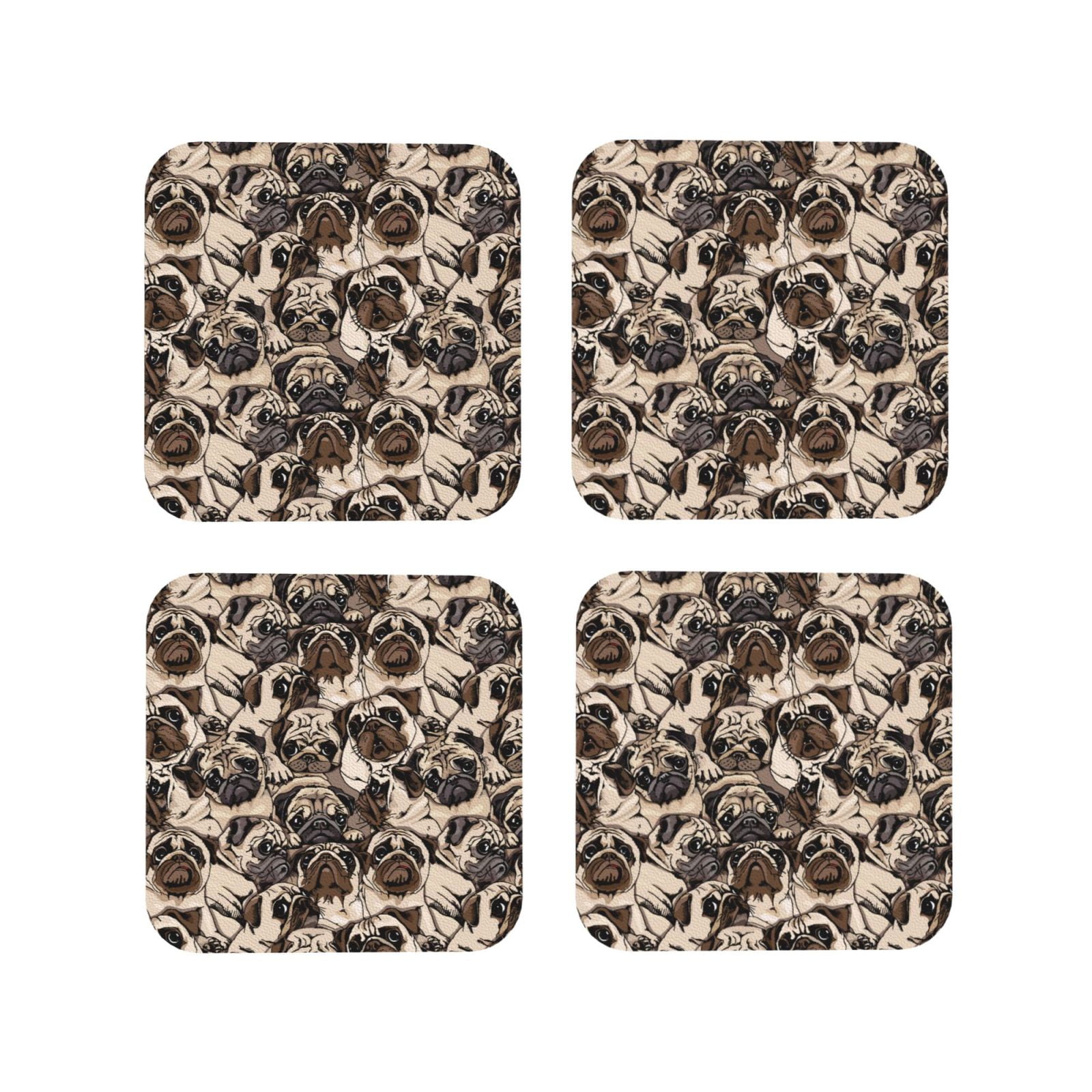 Drink Coasters, Cute French Bulldog E -PVC Leather Coasters Sets of 4 ...