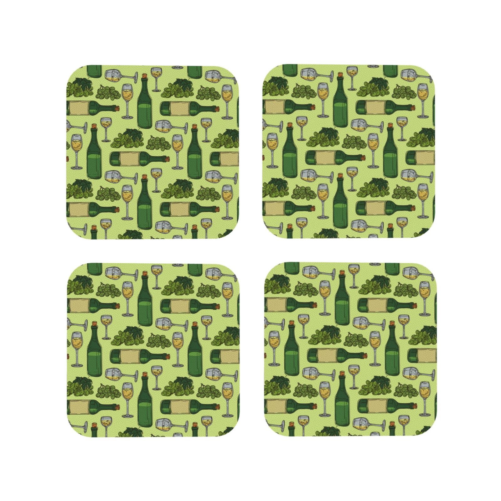 Drink Coasters, Cute Grape Juice -PVC Leather Coasters Sets of 4 for ...