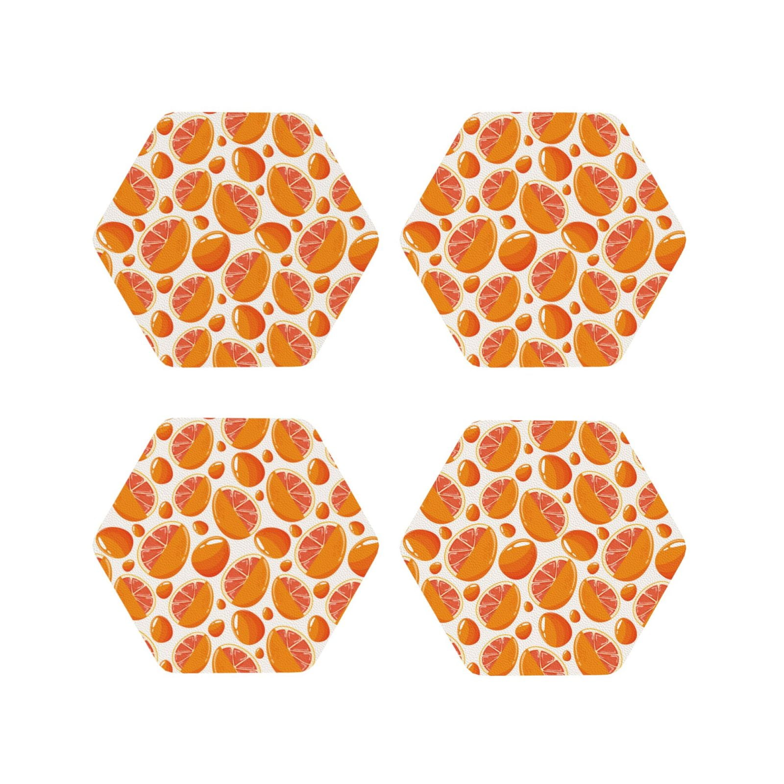 Drink Coasters, Cute Juicy Red Orange -PVC Leather Coasters Sets of 4 ...