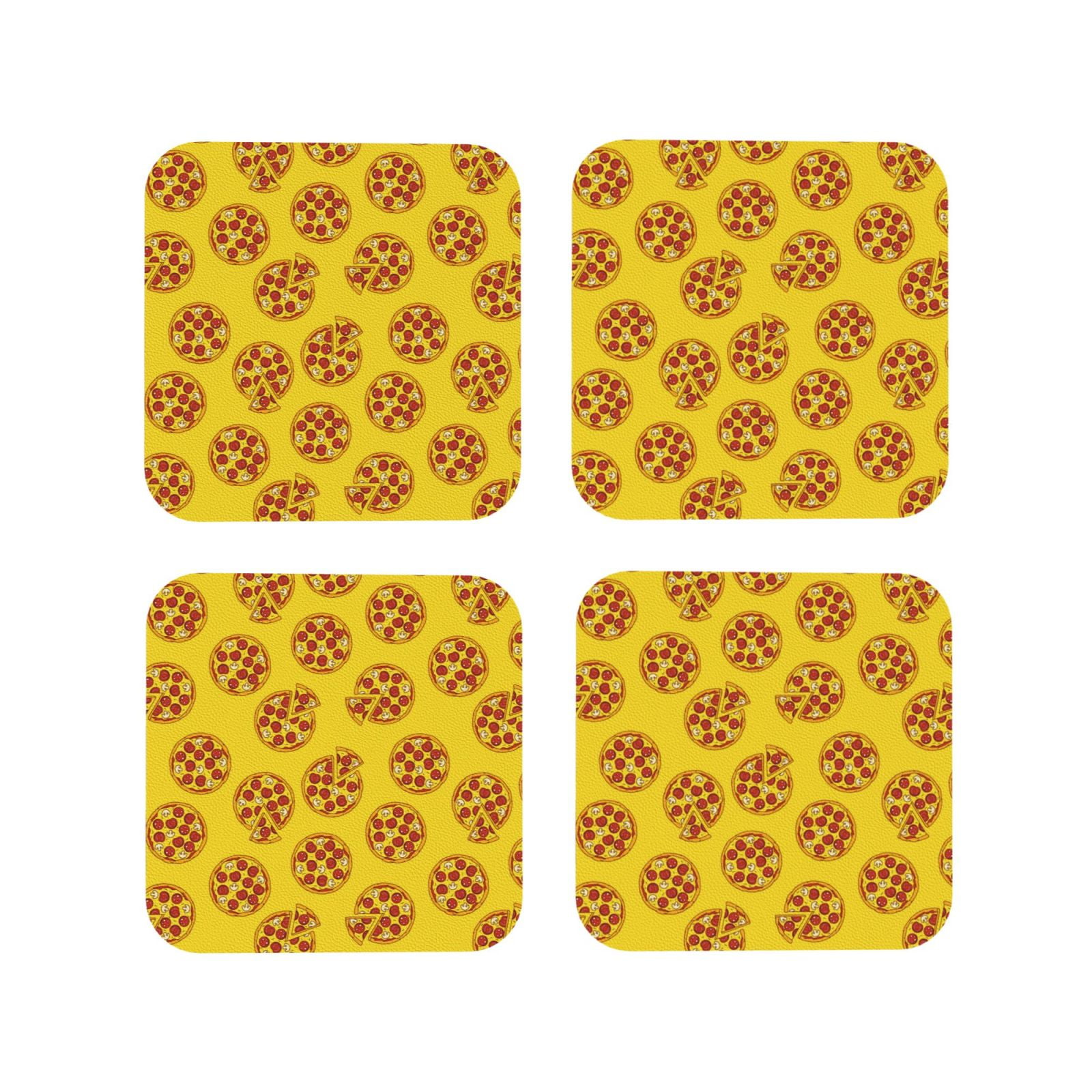 Drink Coasters, Cute Pizza Sausage Tomato -PVC Leather Coasters Sets of ...