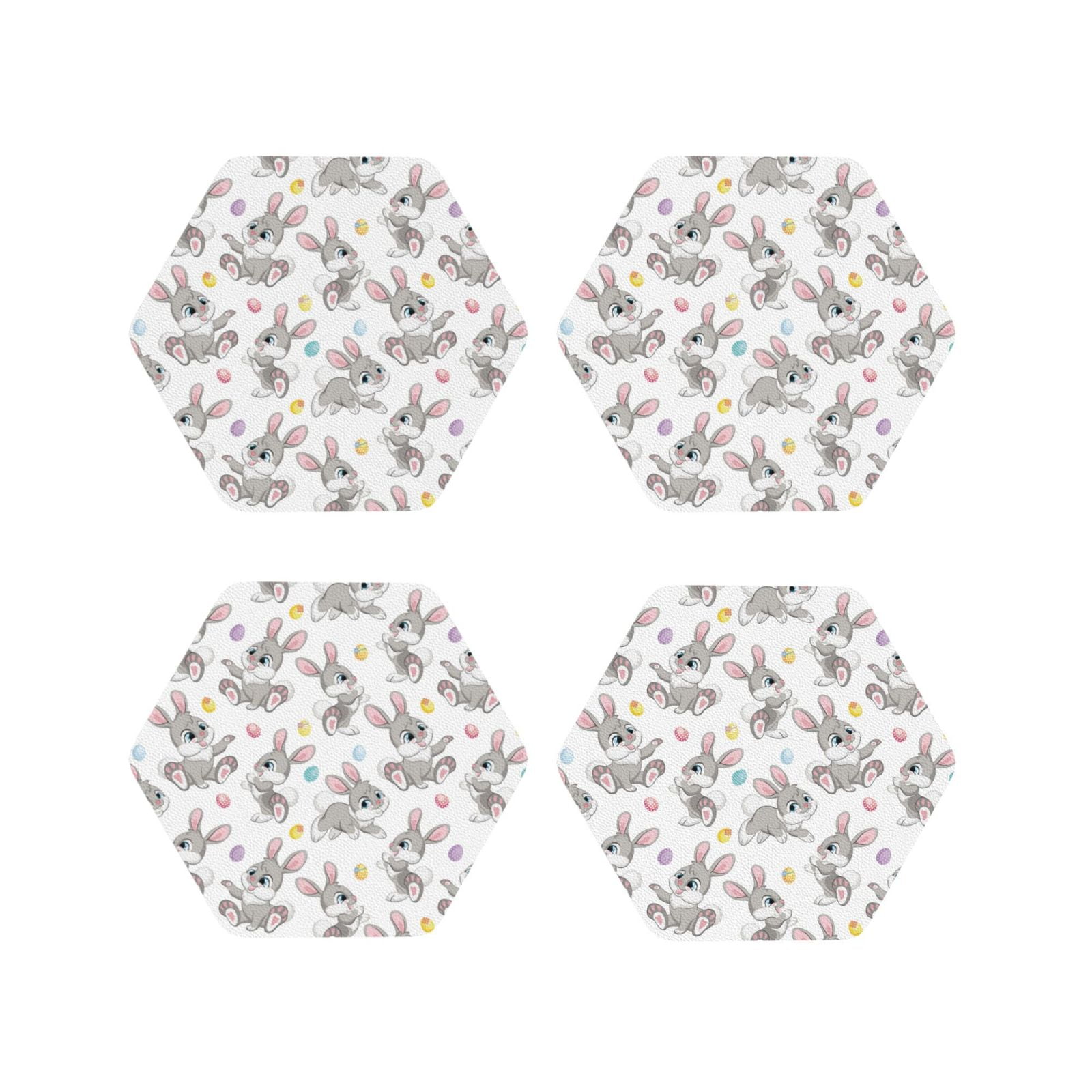 Drink Coasters, Cute Rabbit -PVC Leather Coasters Sets of 4 for ...