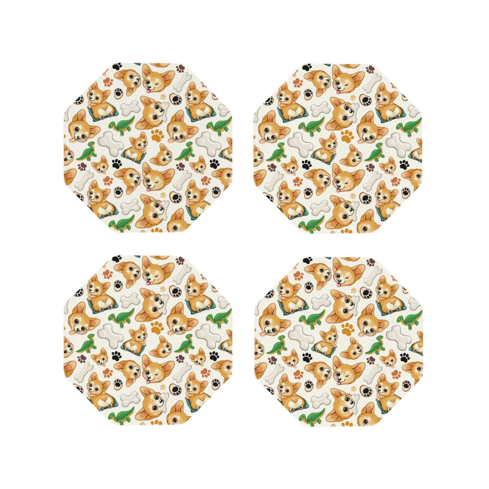 Drink Coasters, Cute puppy A -PVC Leather Coasters Sets of 4 for ...