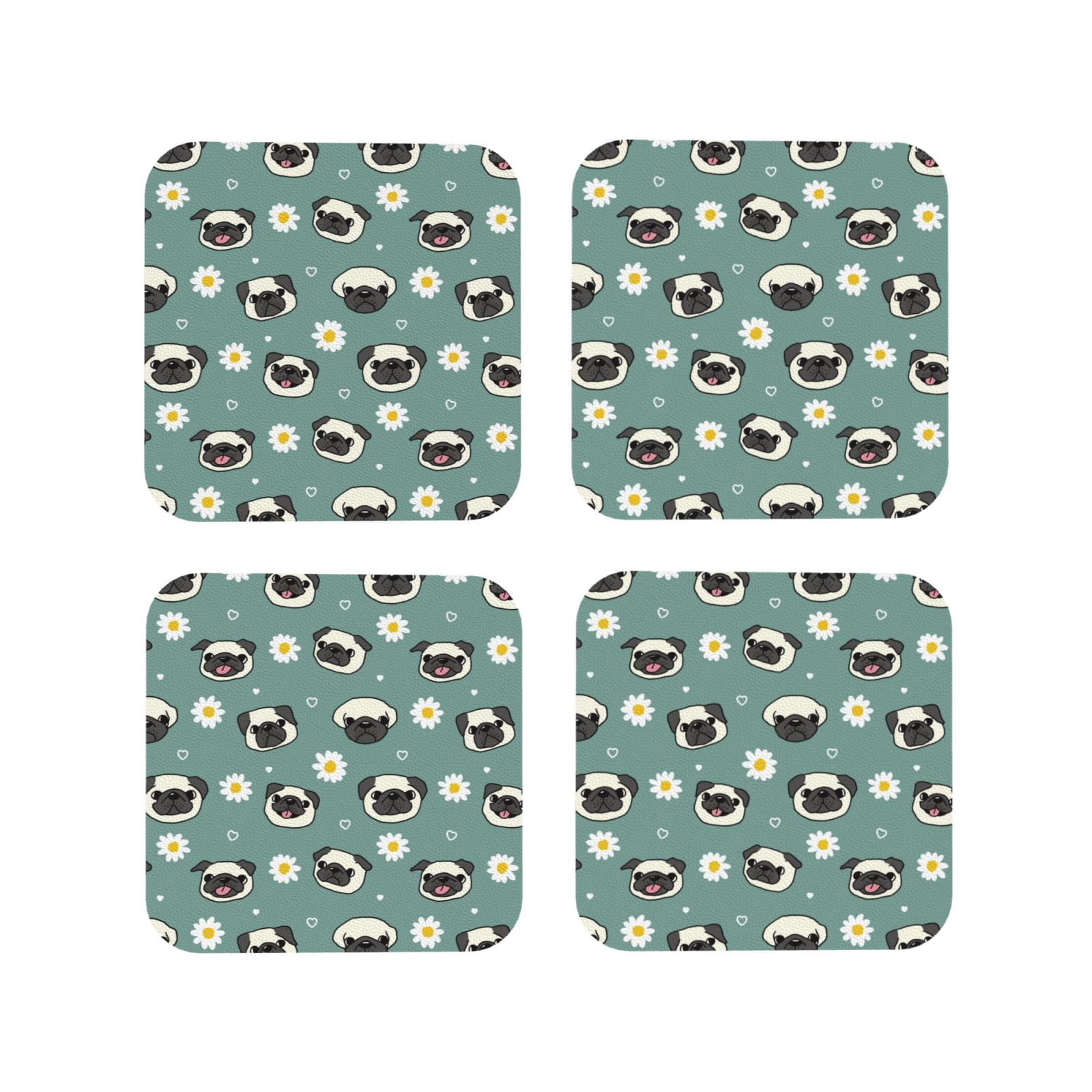 Drink Coasters, Cute puppy H -PVC Leather Coasters Sets of 4 for ...